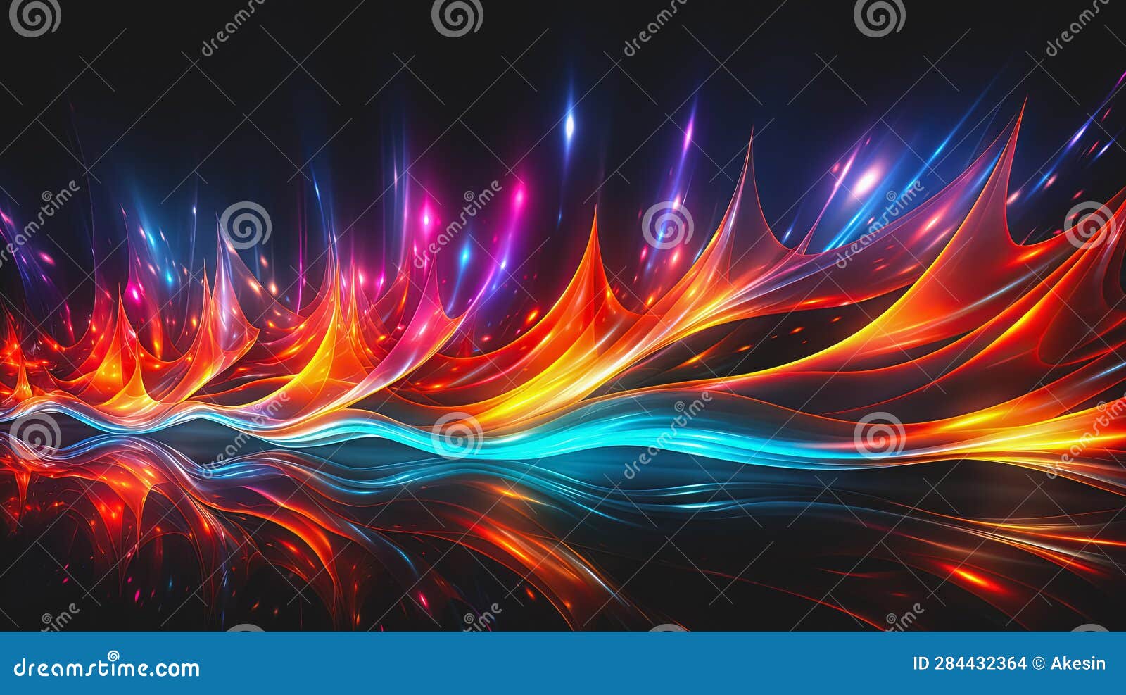 An AI Generated Illustration Showcasing an Abstract Pattern of Neon ...