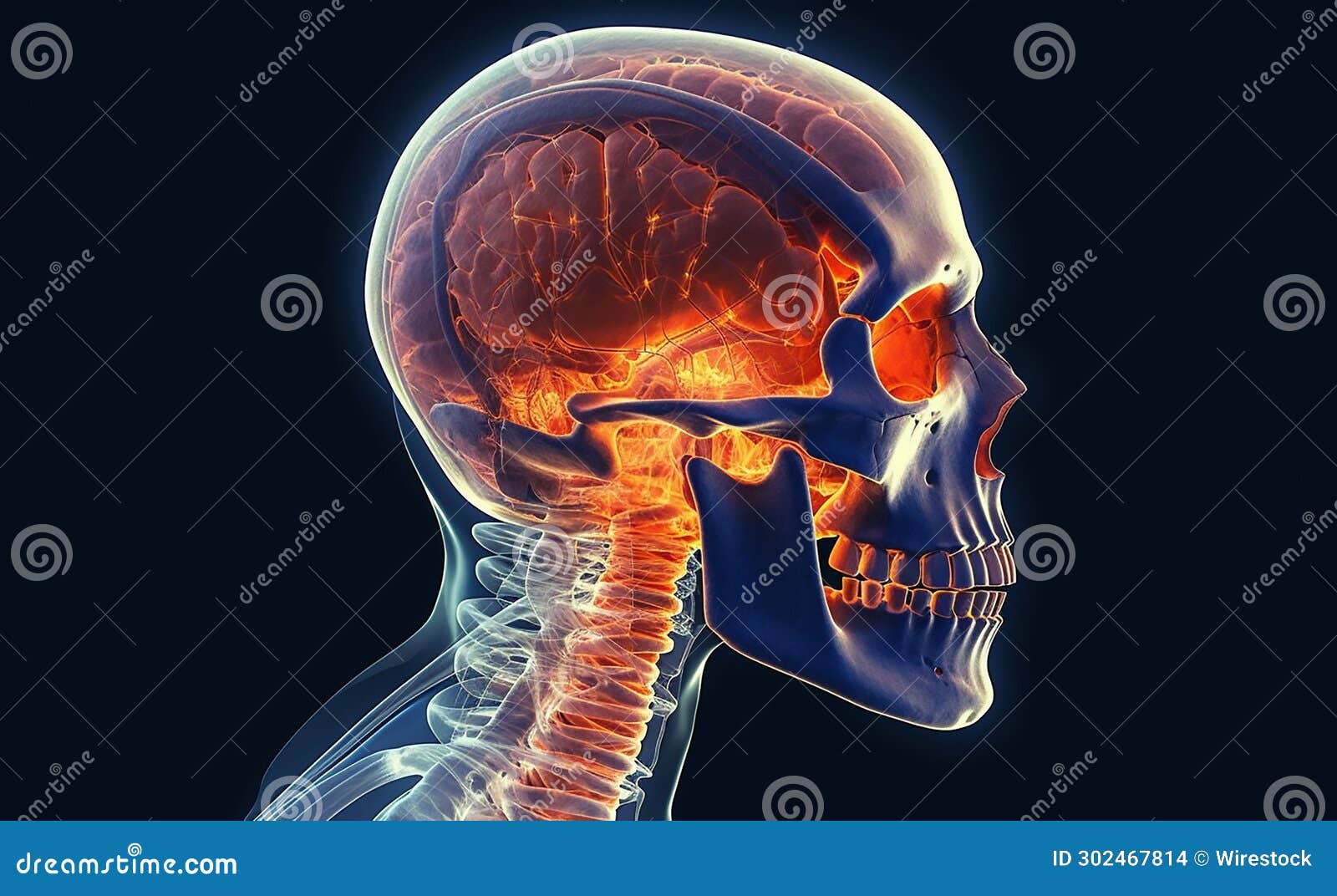 AI Generated Illustration of a Side Profile of a Human Skeleton Stock ...