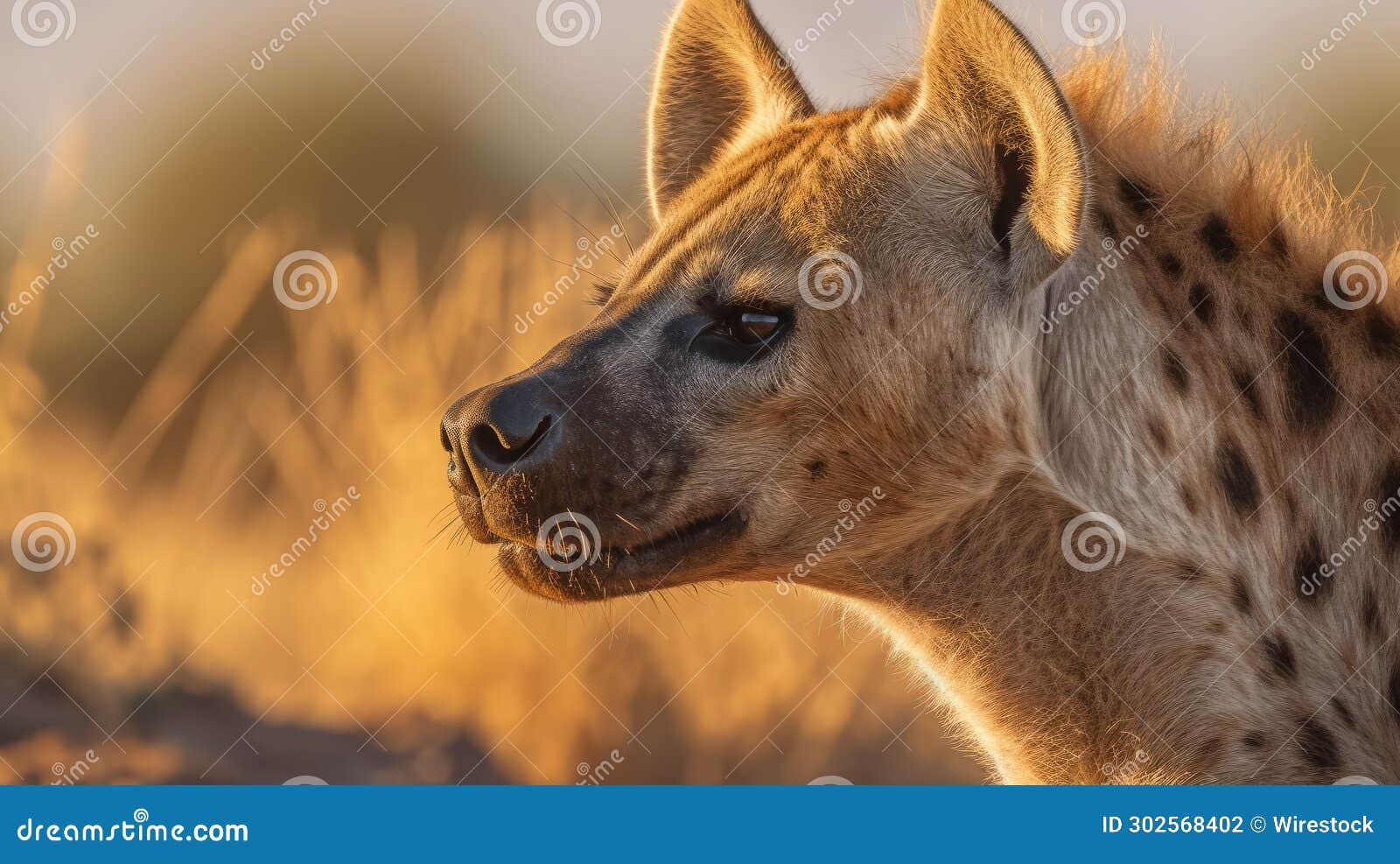 AI Generated Illustration of the Side Profile of a Powerful Hyena Stock ...
