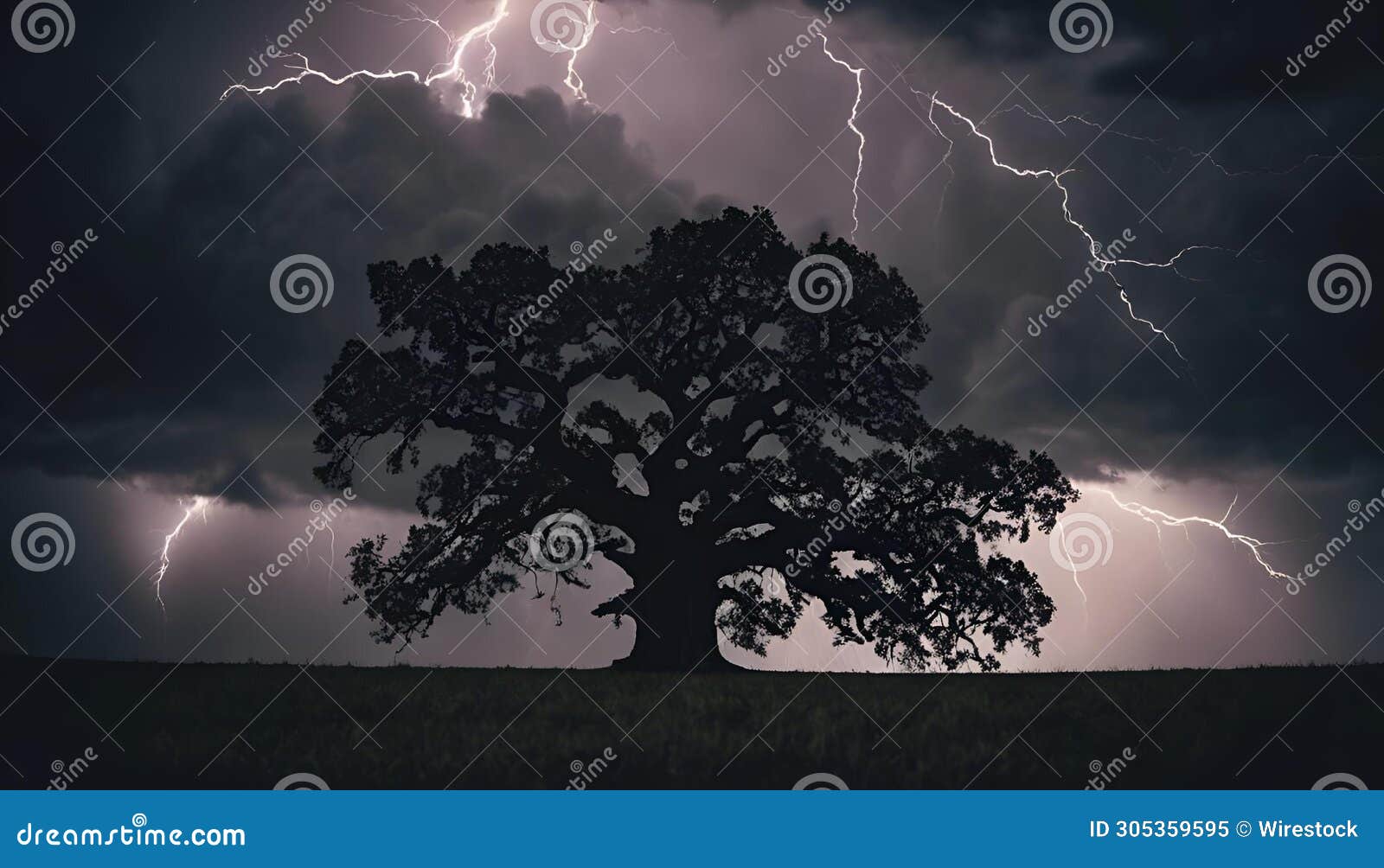 AI Generated Illustration of a Silhouette of a Tree on the Field S Edge ...