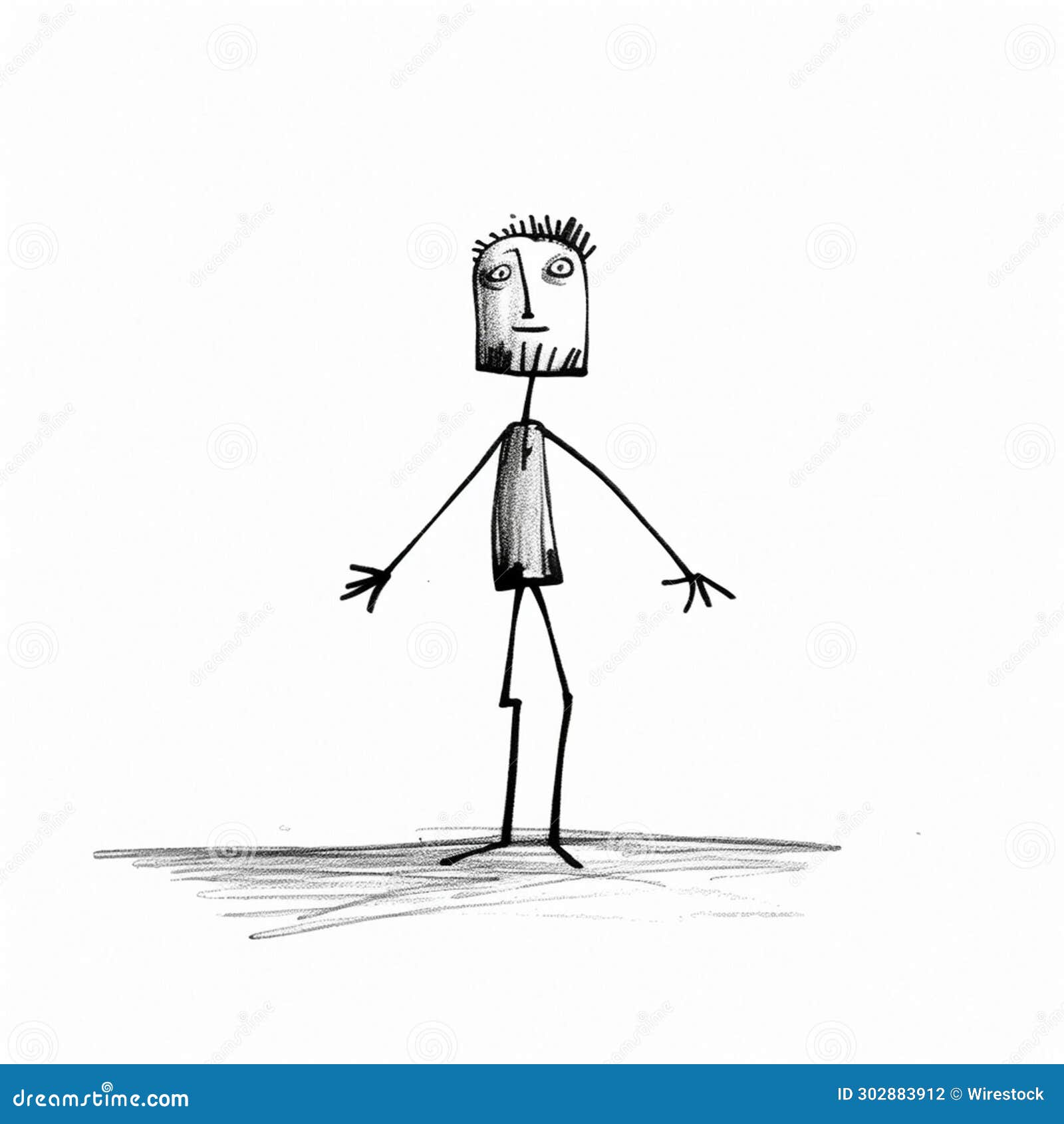 AI Generated Illustration of a Simplistic Stick Figure Against a White ...