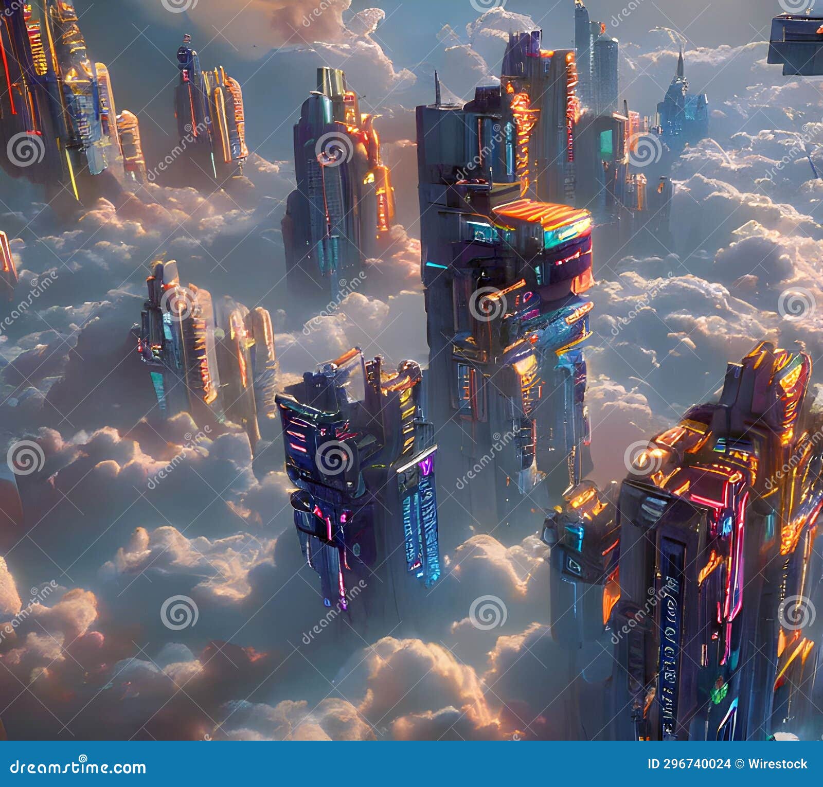 AI-generated Illustration of a Skyscrapers in the Clouds Stock ...