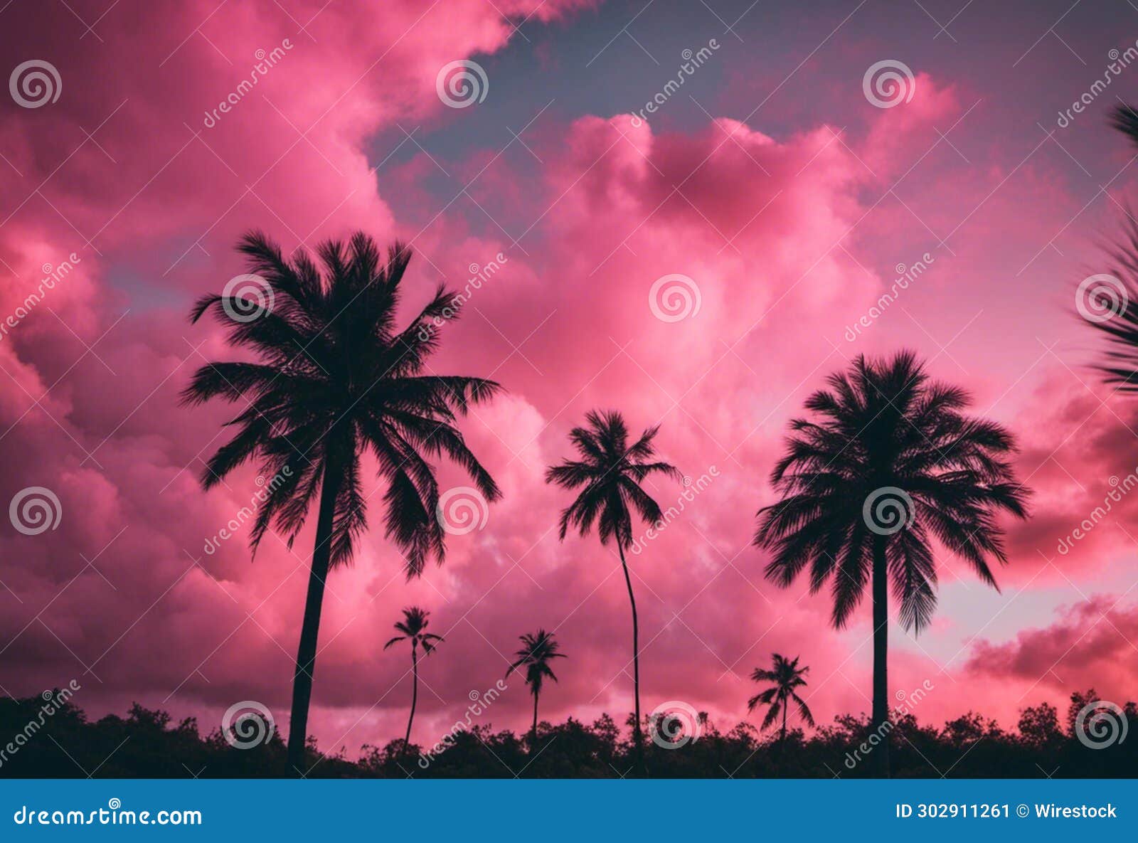 AI Generated Illustration of a Slender Palm Trees Against a Beautiful ...