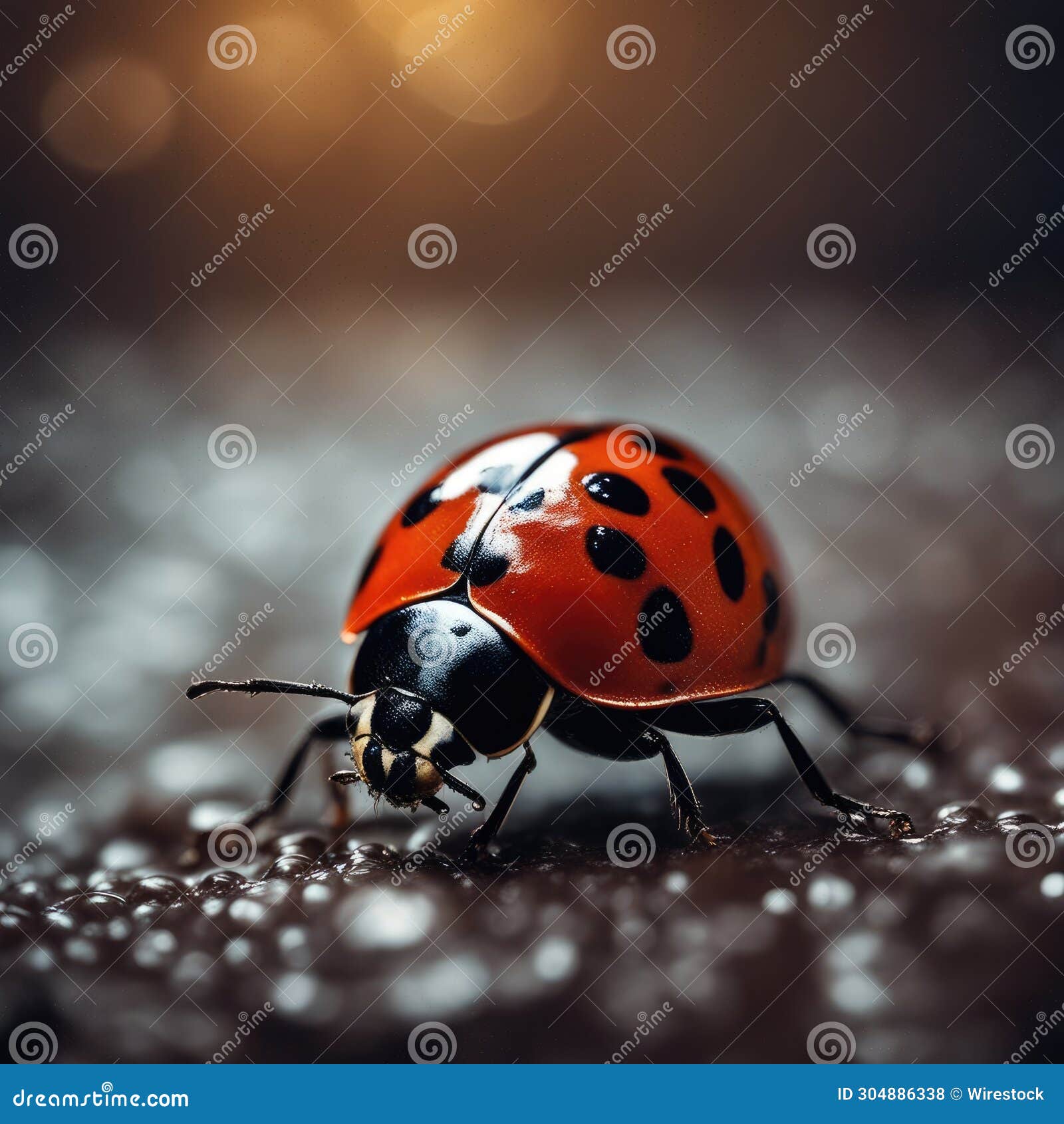 AI Generated Illustration of a Small Ladybug on Blurry Background Stock ...