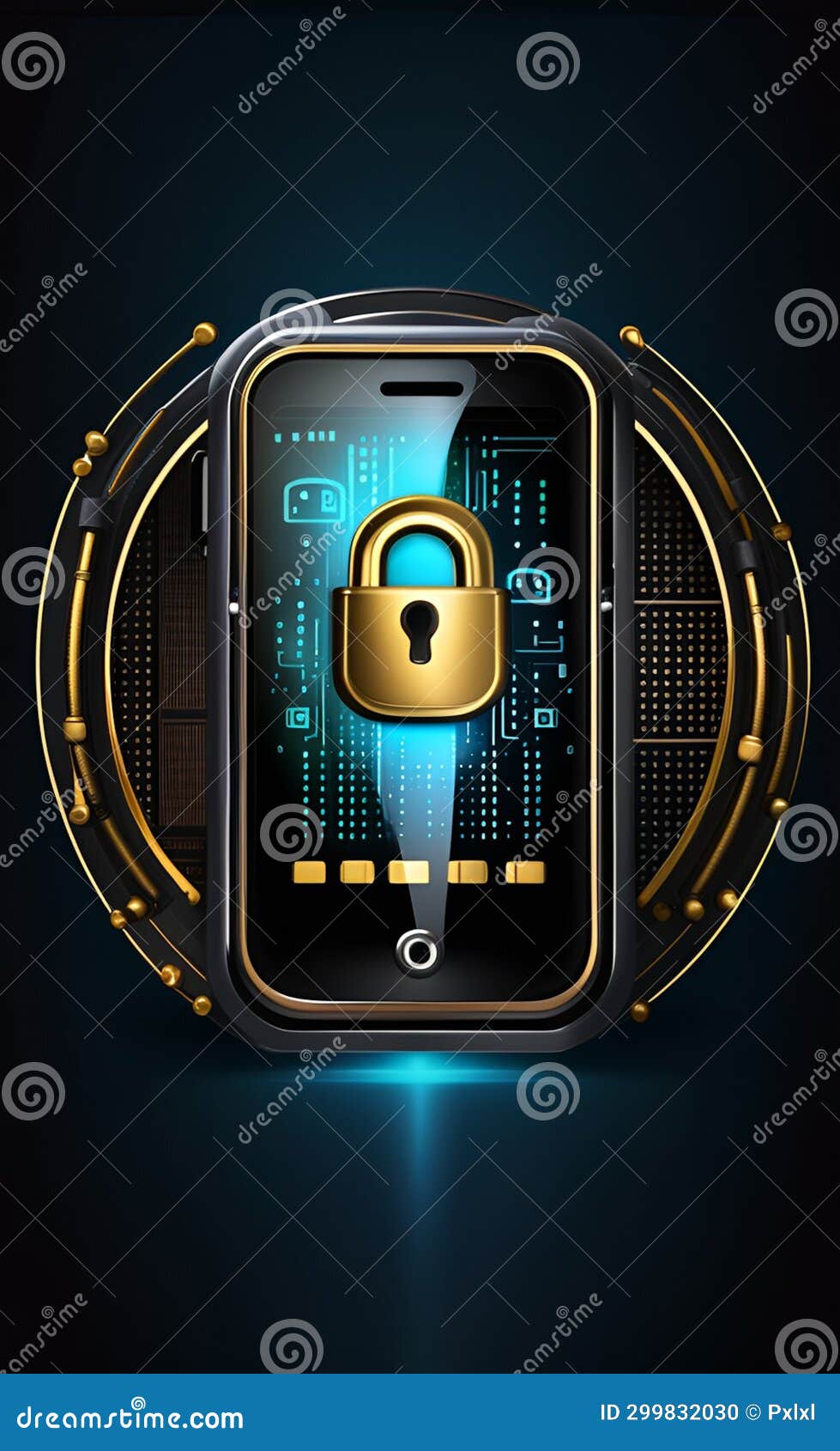 AI Generated Illustration of a Smartphone with a Padlock Symbol Stock ...