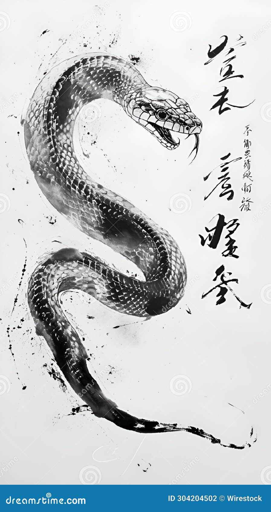 Cool Snake Sketch with Decorative Texts Stock Illustration ...