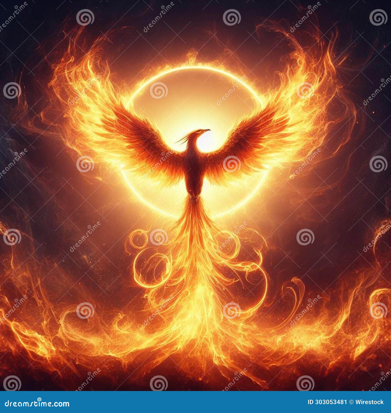 AI Generated Illustration of a Soaring Phoenix in Burning Flames Stock ...