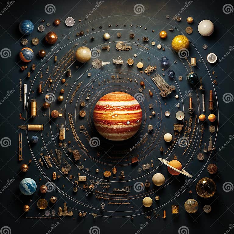 Solar System with Planetary Bodies and Other Celestial Objects Stock ...