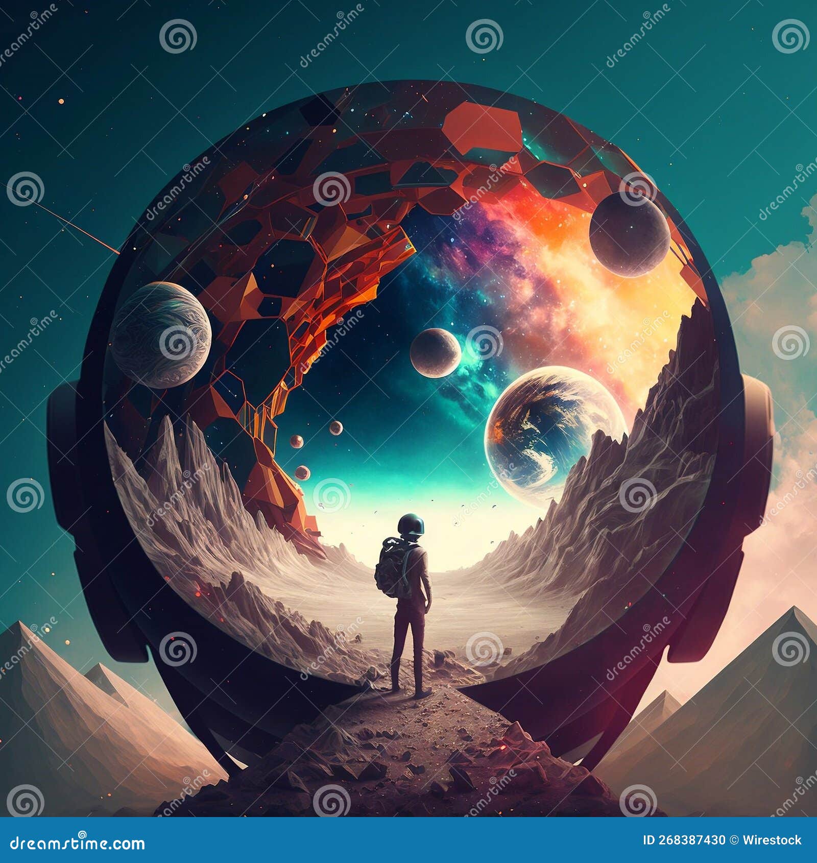 AI-generated Illustration of Space with Planets and an Astronaut ...