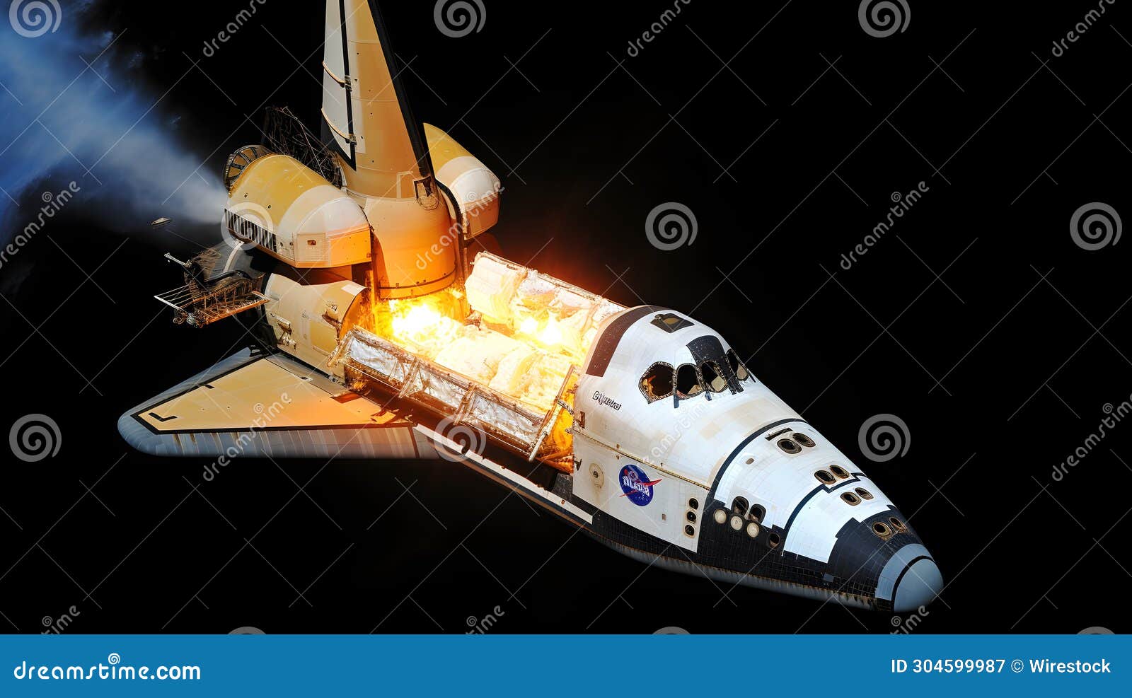 AI Generated Illustration of a Space Shuttle Soaring Sideways Ablaze ...