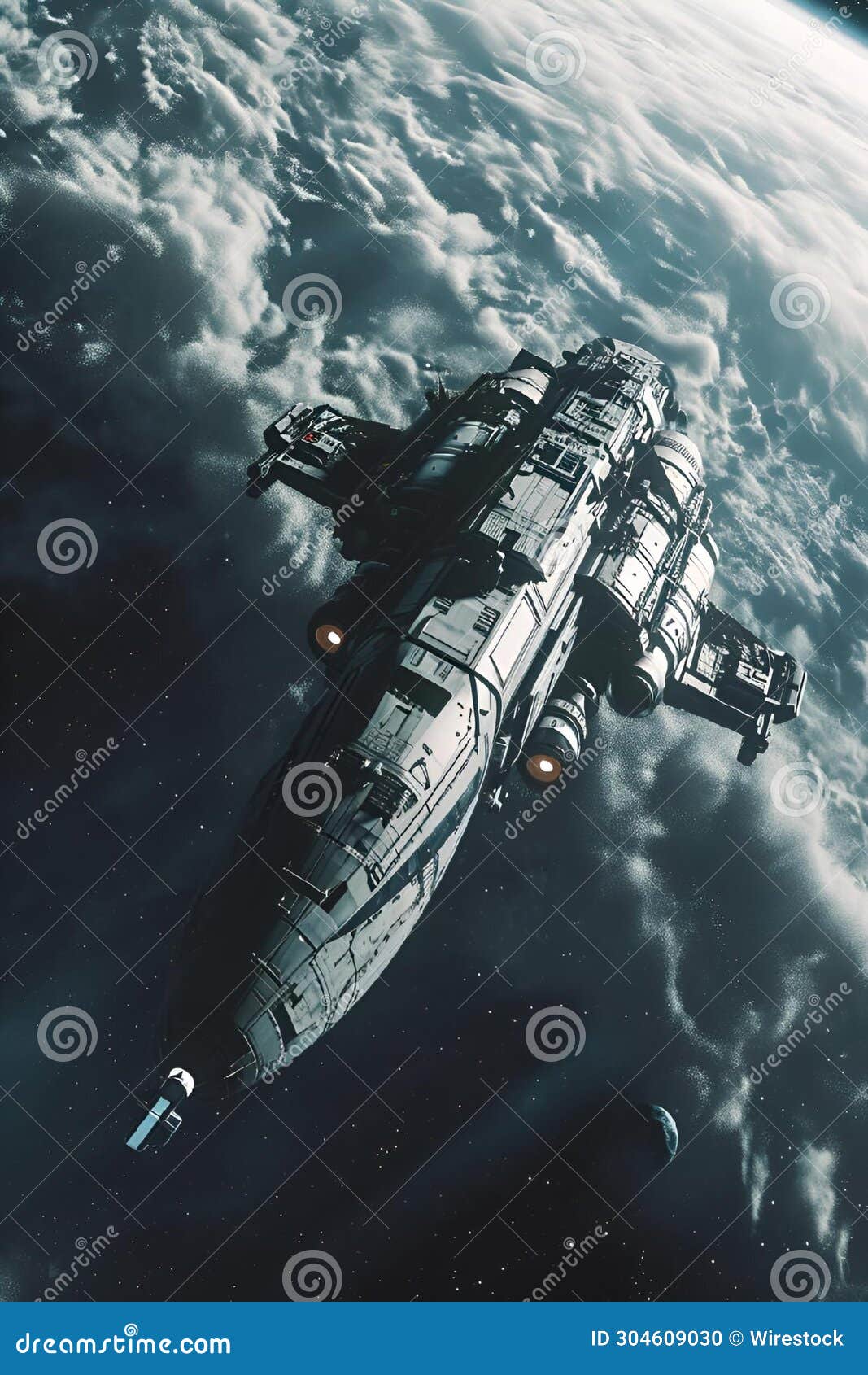 AI Generated Illustration of a Space Station Enveloped by Planetary ...