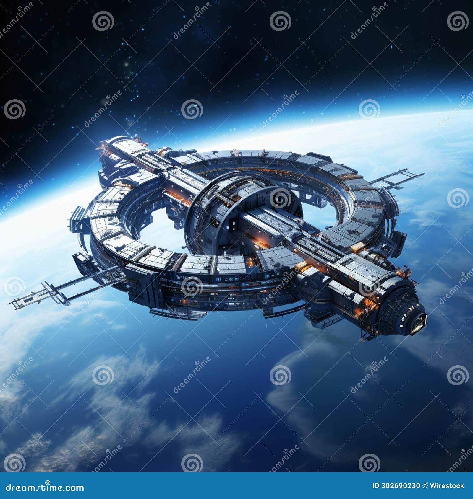 AI Generated Illustration of a Space Station Orbiting a Distant Planet ...