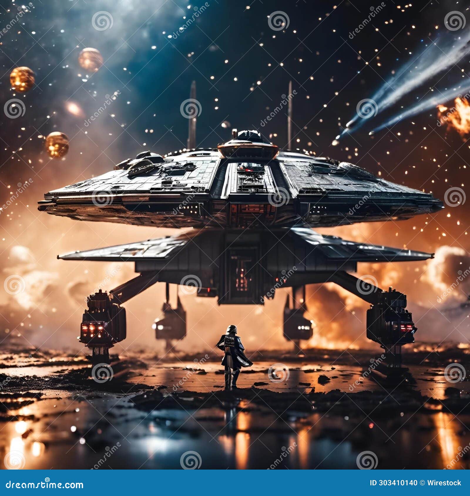 AI Generated Illustration of a Space-themed Rocket Ship with a Backdrop ...