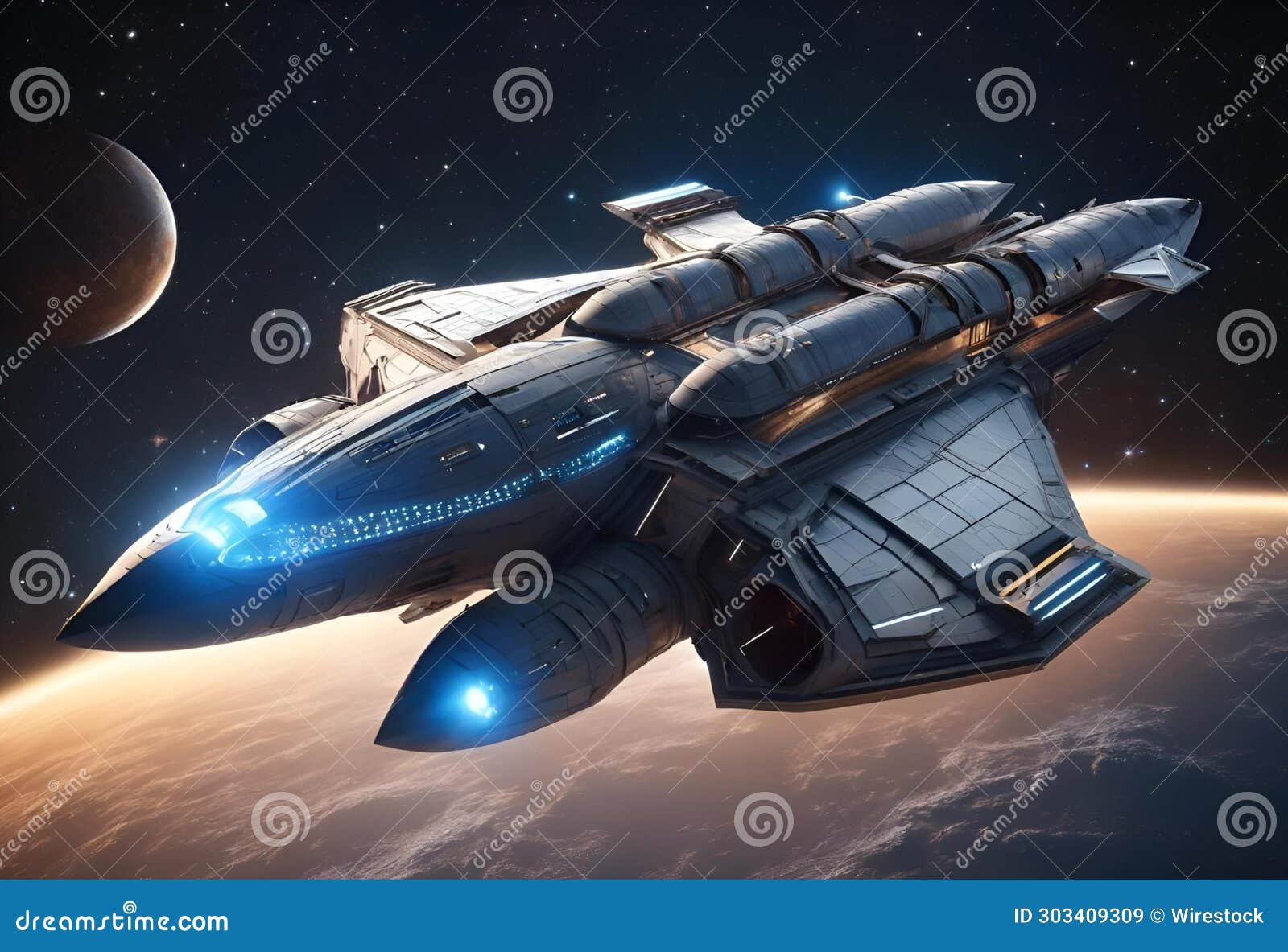 AI Generated Illustration of a Spacecraft in Outer Space with a ...