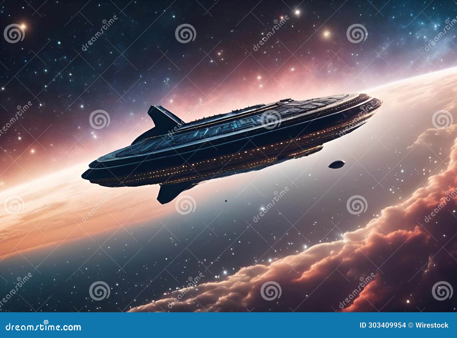 AI Generated Illustration of a Spacecraft Soaring through the Galactic ...