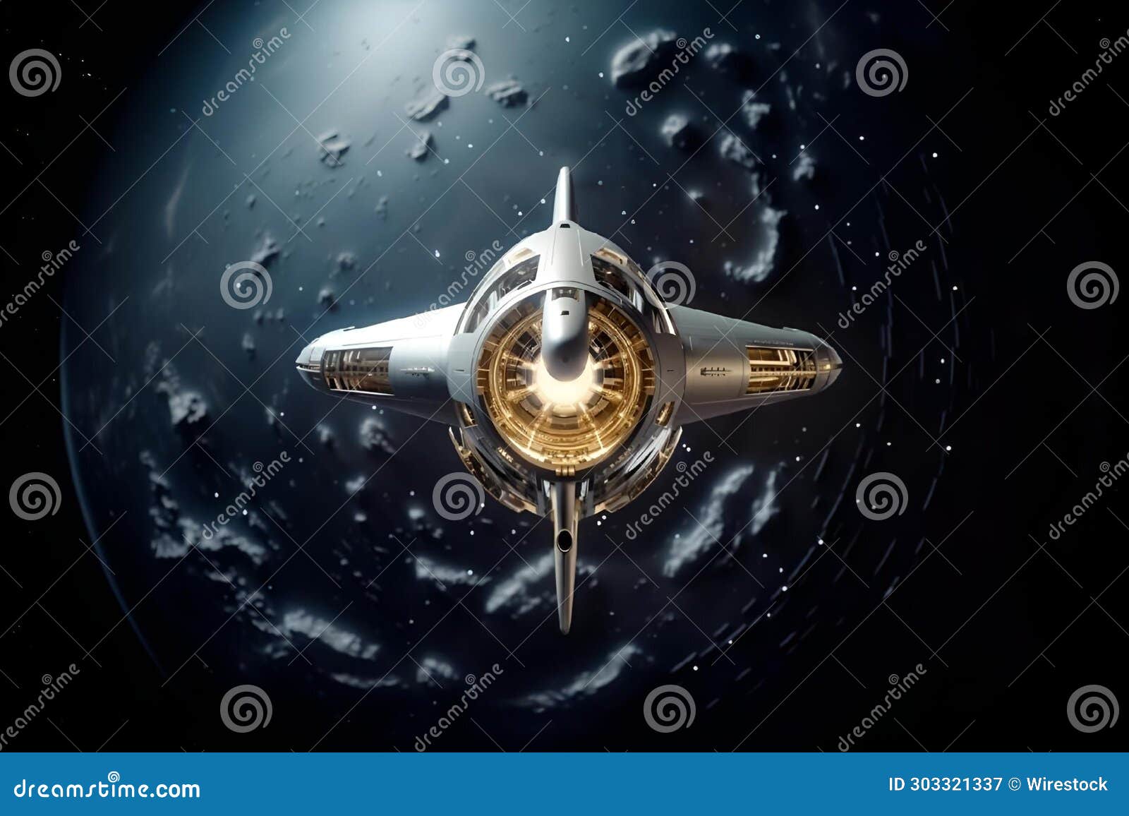 AI-generated Illustration of a Spaceship in a Vast Space Environment ...