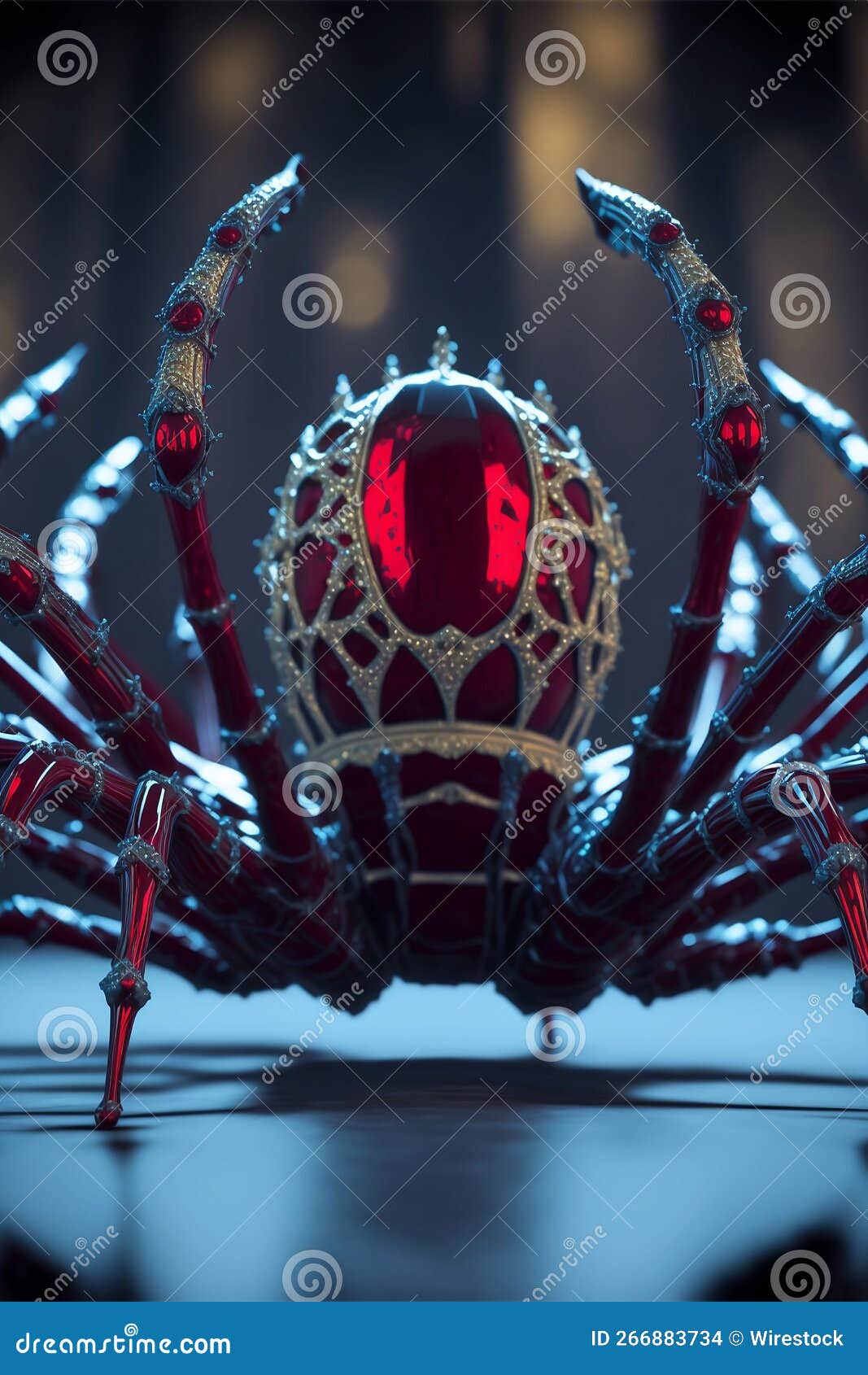 AI-generated Illustration of a Spider with a Luxury Red Crown Stock ...