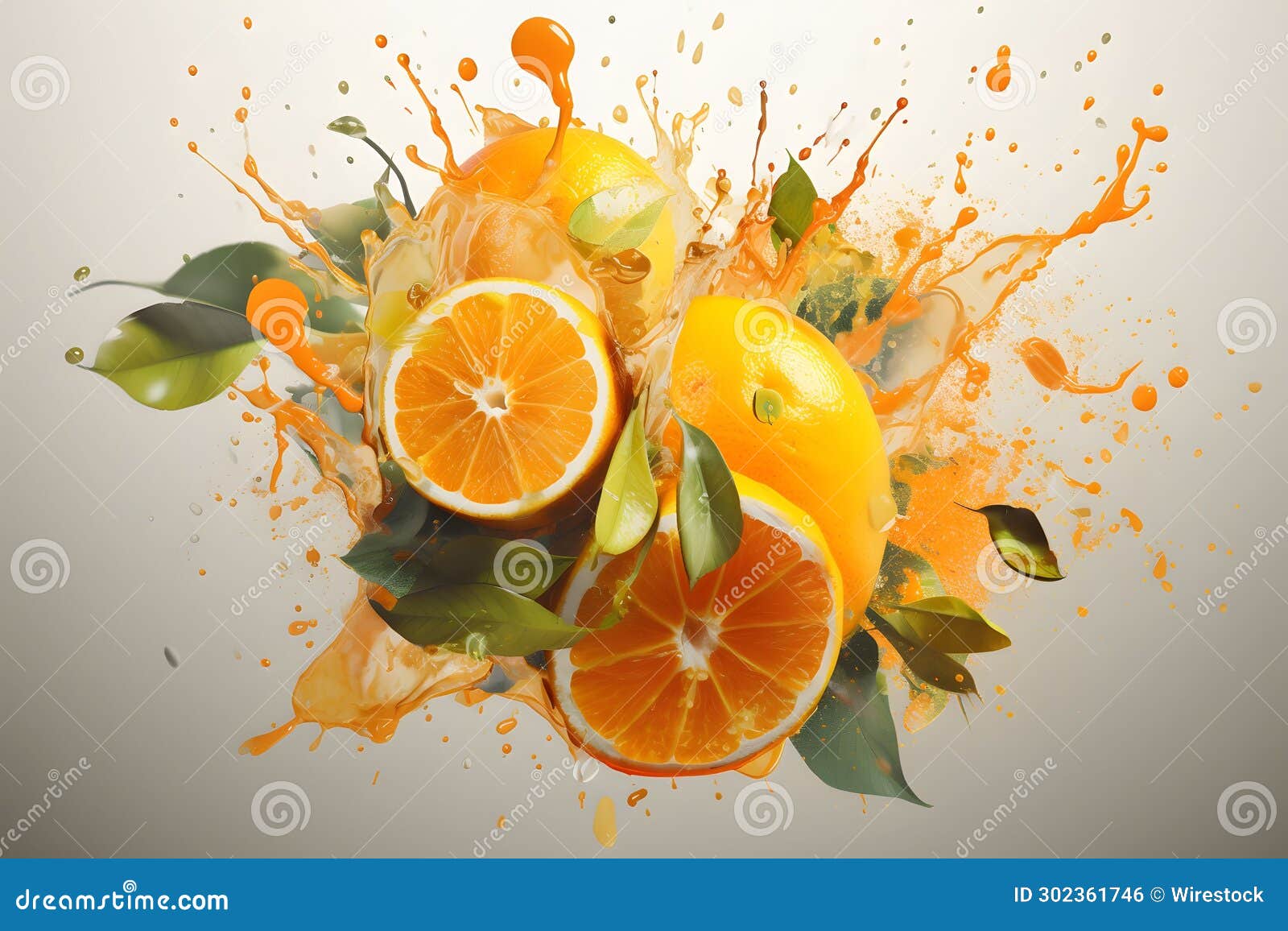 AI Generated Illustration of Splashing Exploding Orange Fruits for ...