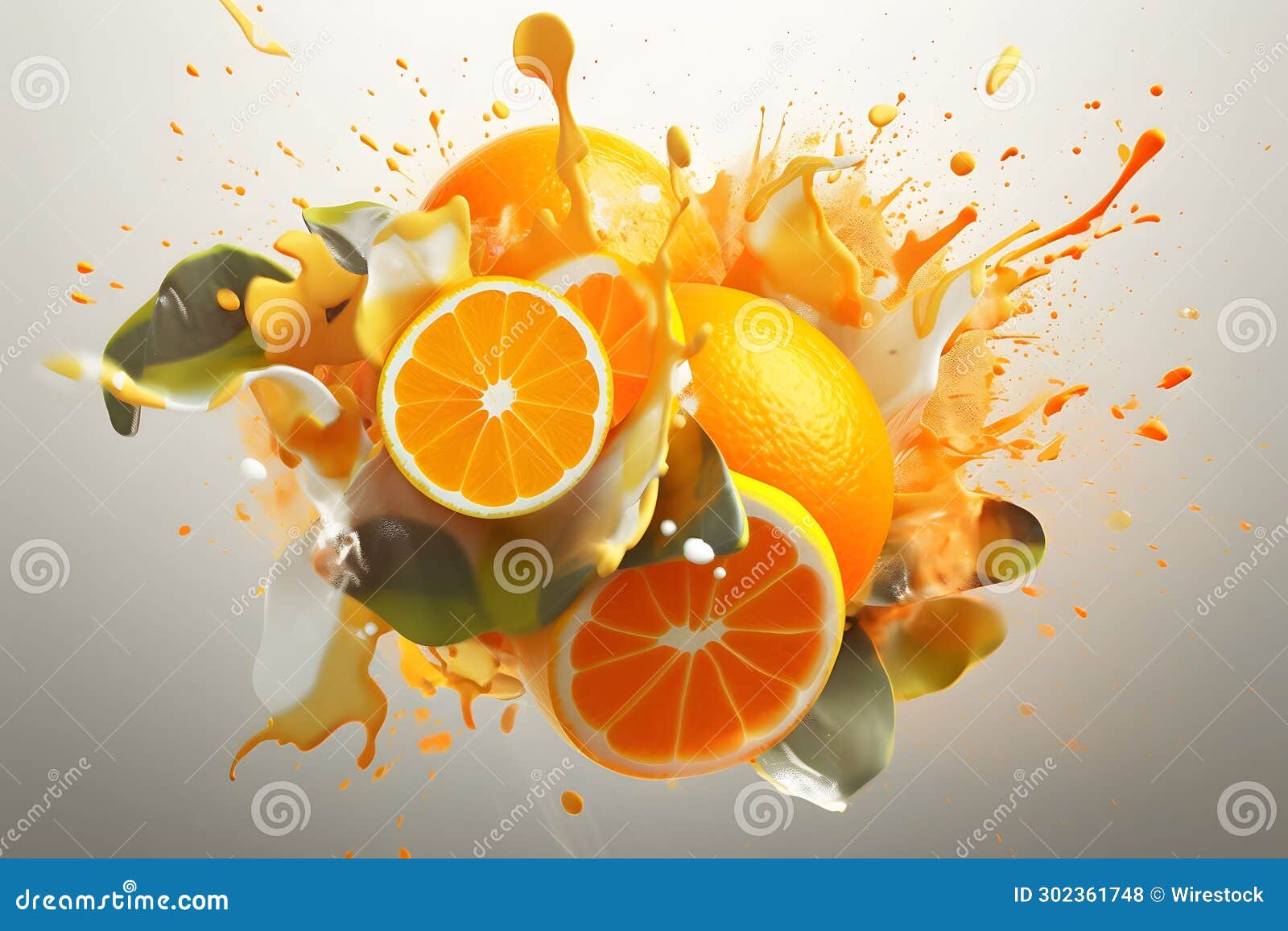 AI Generated Illustration of Splashing Exploding Orange Fruits for Wallpapers Stock Illustration ...