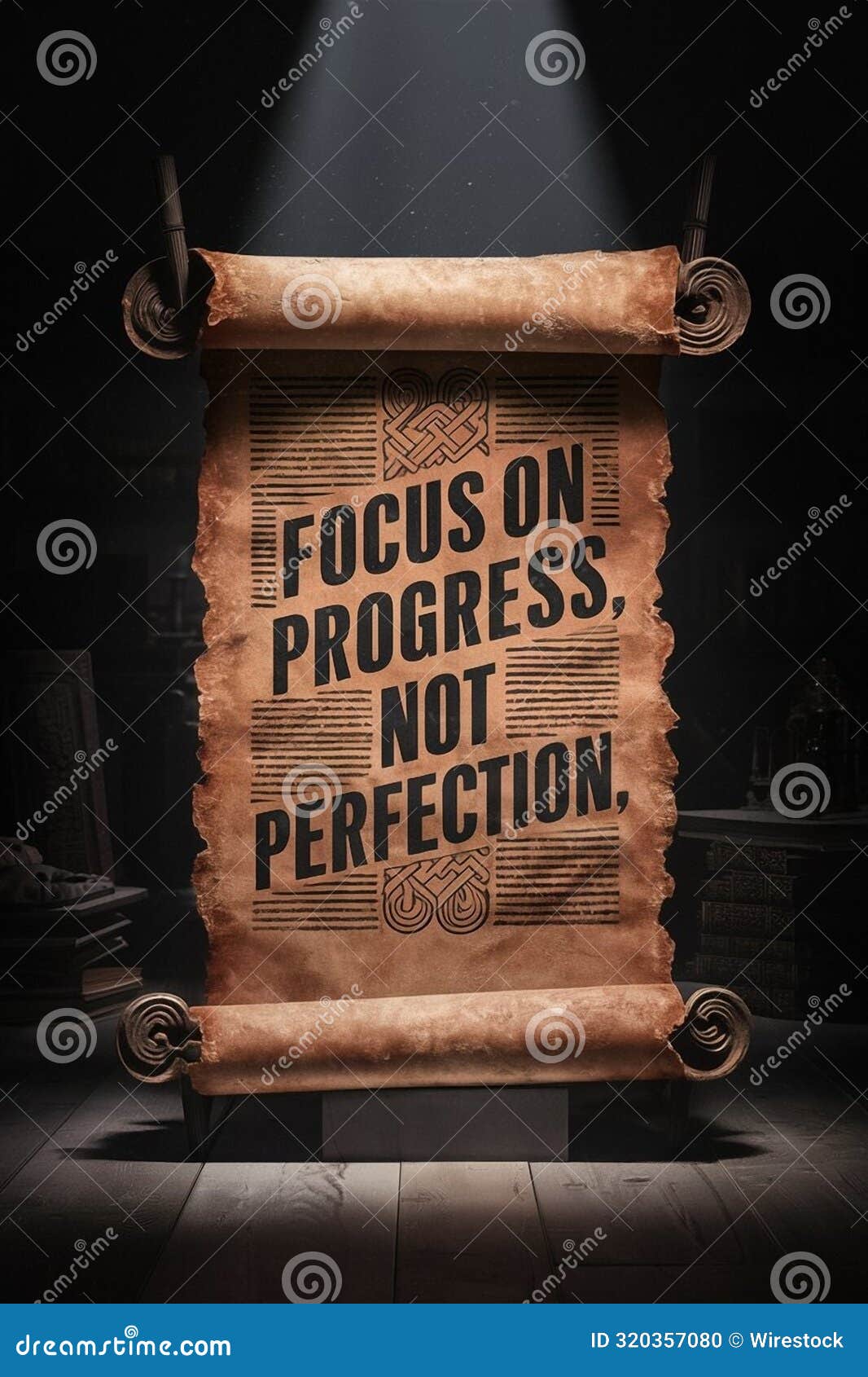 AI-generated Illustration of Spotlight Illuminating Ancient Scroll with ...