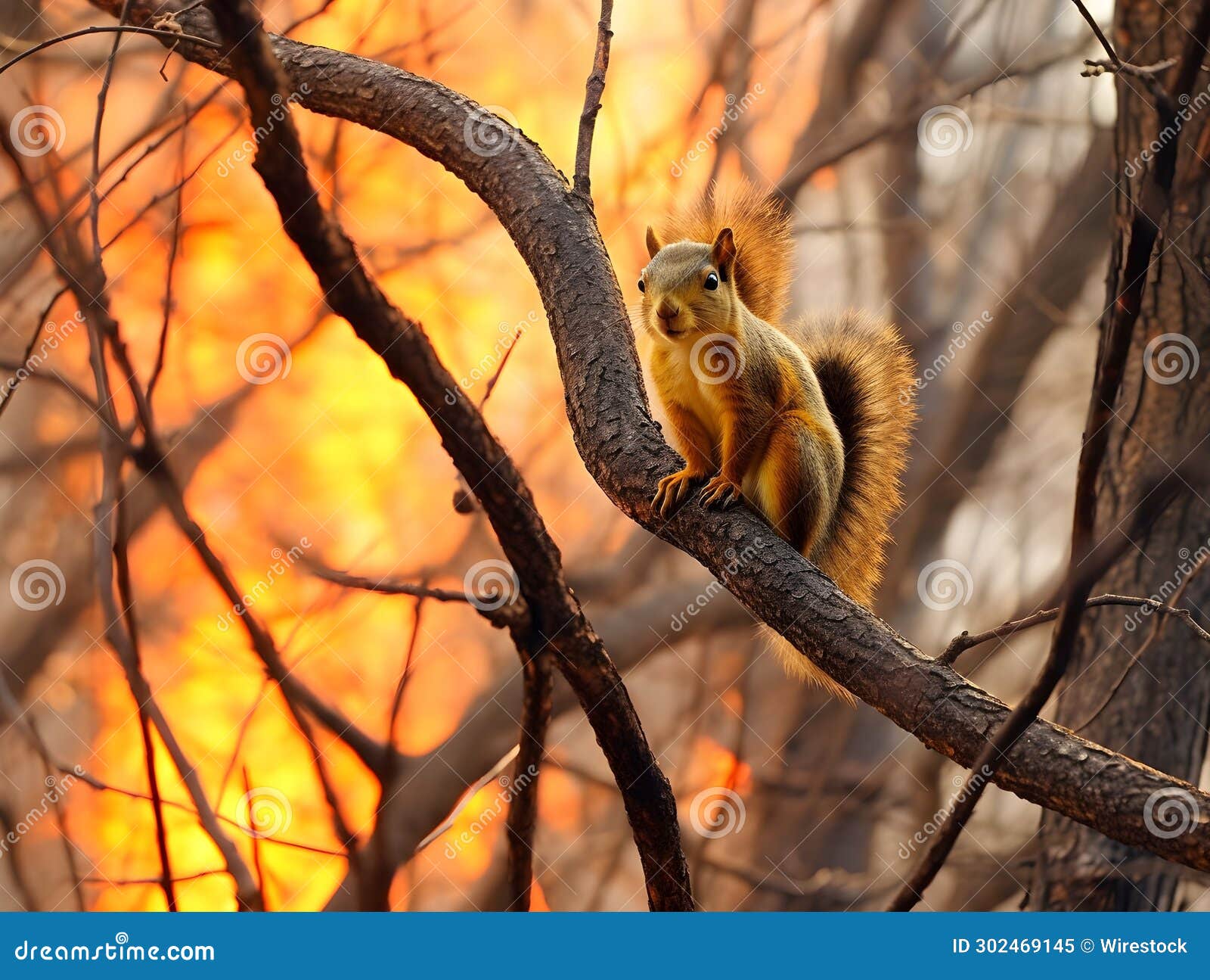 AI Generated Illustration of a Squirrel Sitting on a Tree Branch in ...