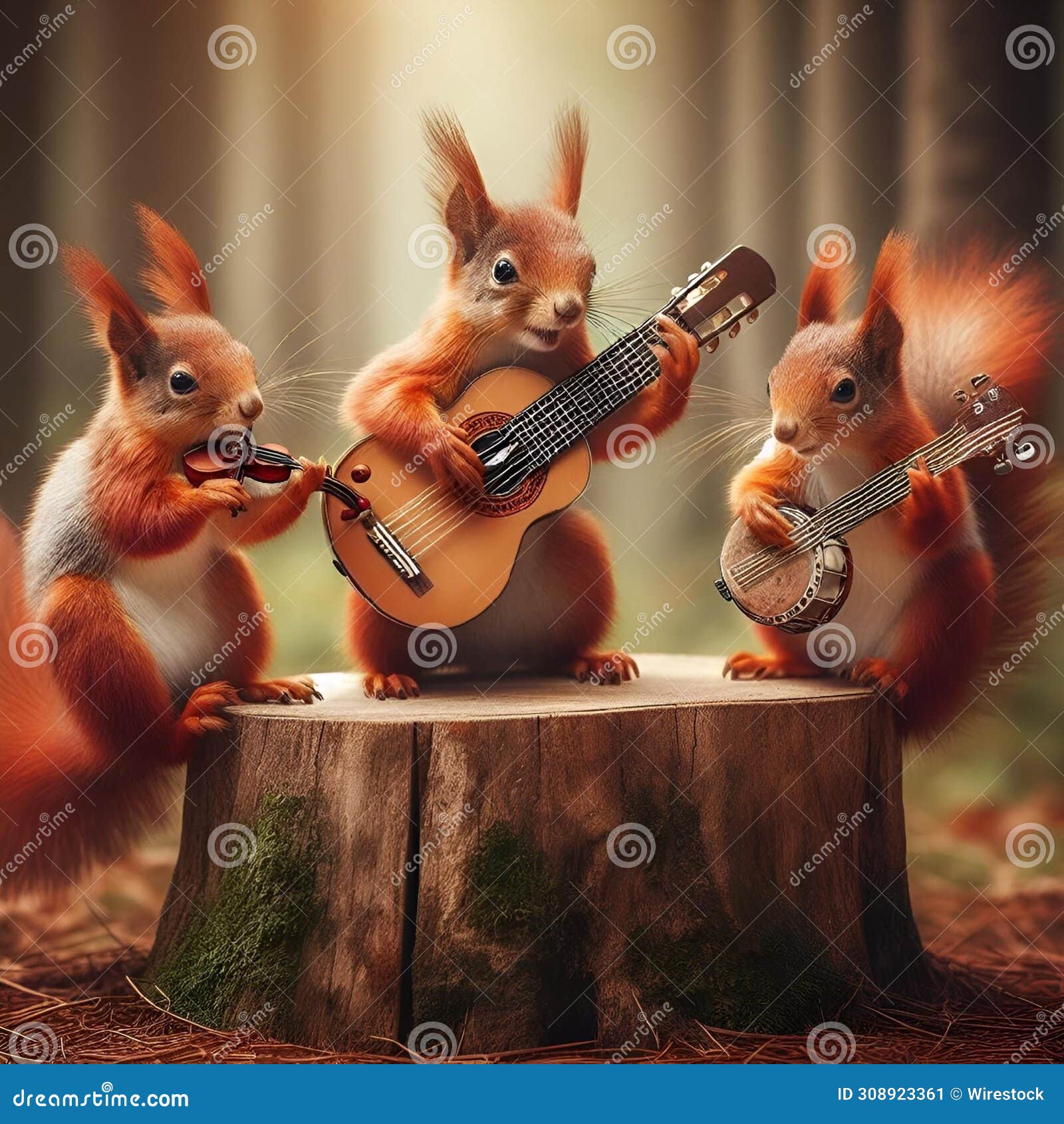 AI Generated Illustration of Squirrels Playing Instruments in the ...