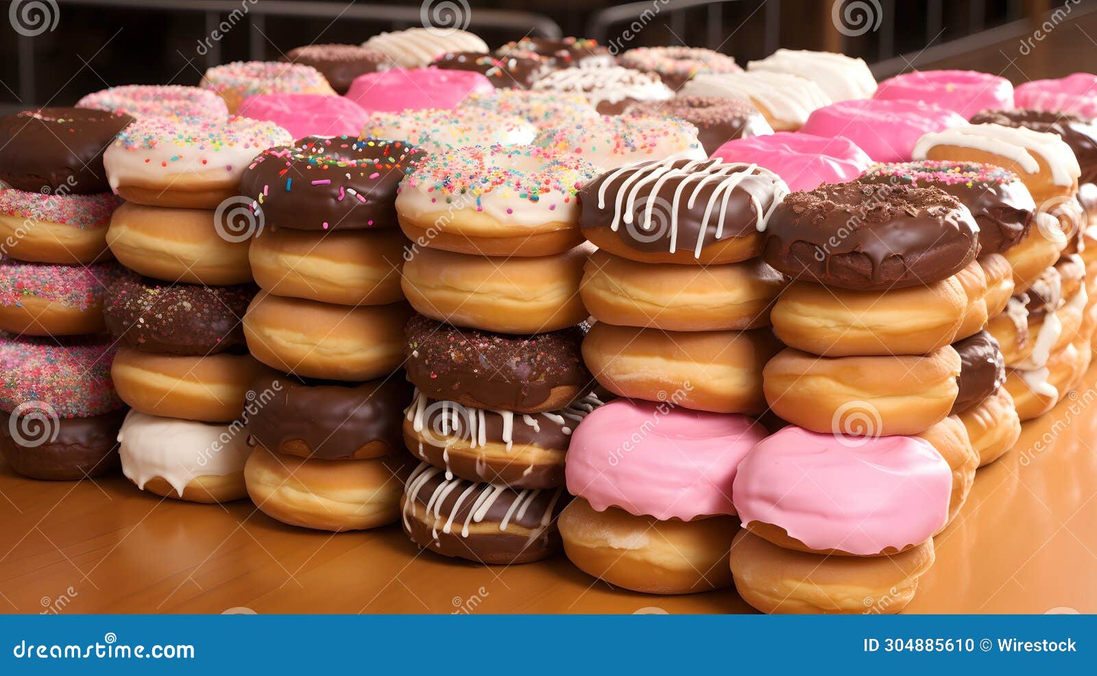 AI Generated Illustration of a Stack of Assorted Doughnuts Stock ...