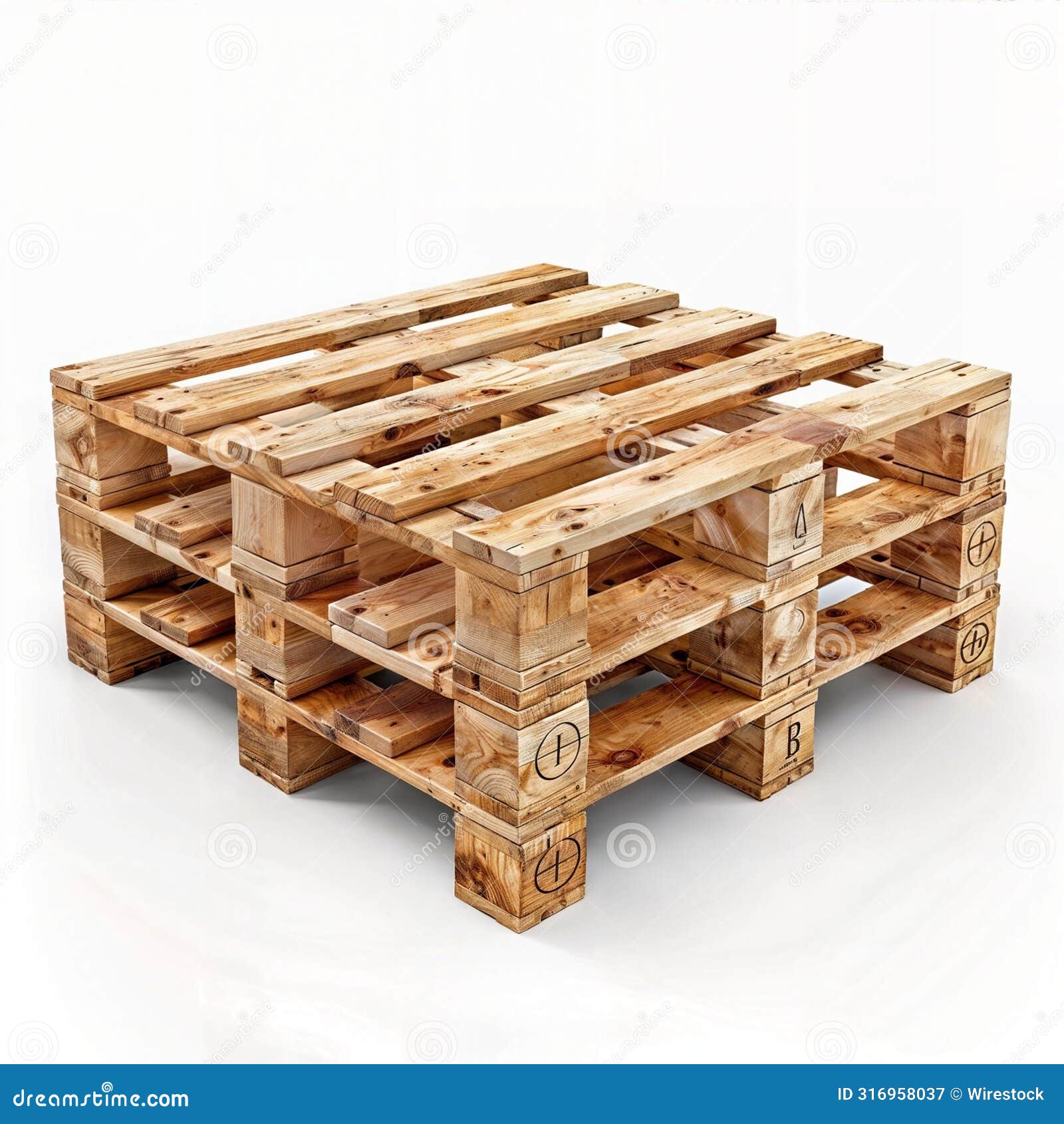 AI Generated Illustration of Stacked Wooden Pallets Stock Illustration ...
