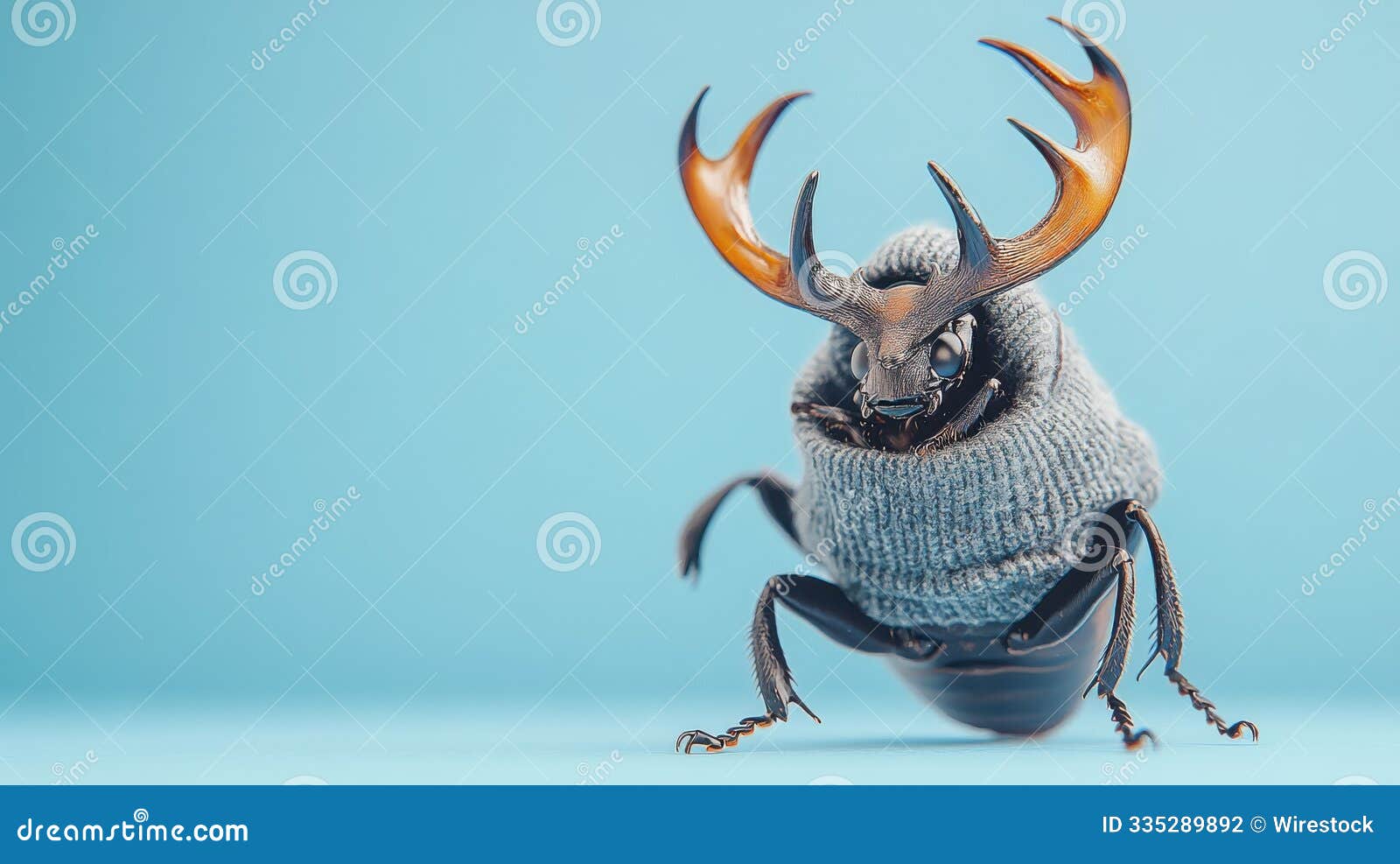 AI-generated Illustration of a Stag Beetle Wearing a Knitted Sweater on ...