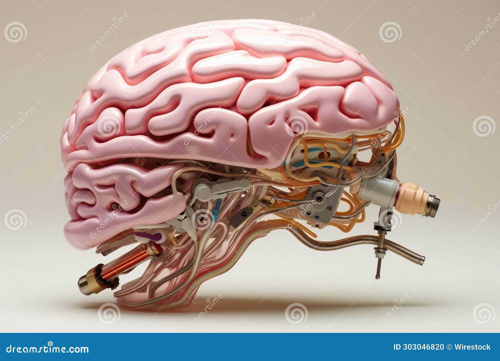 AI Generated Illustration of a Stainless Steel Brain Sculpture with ...