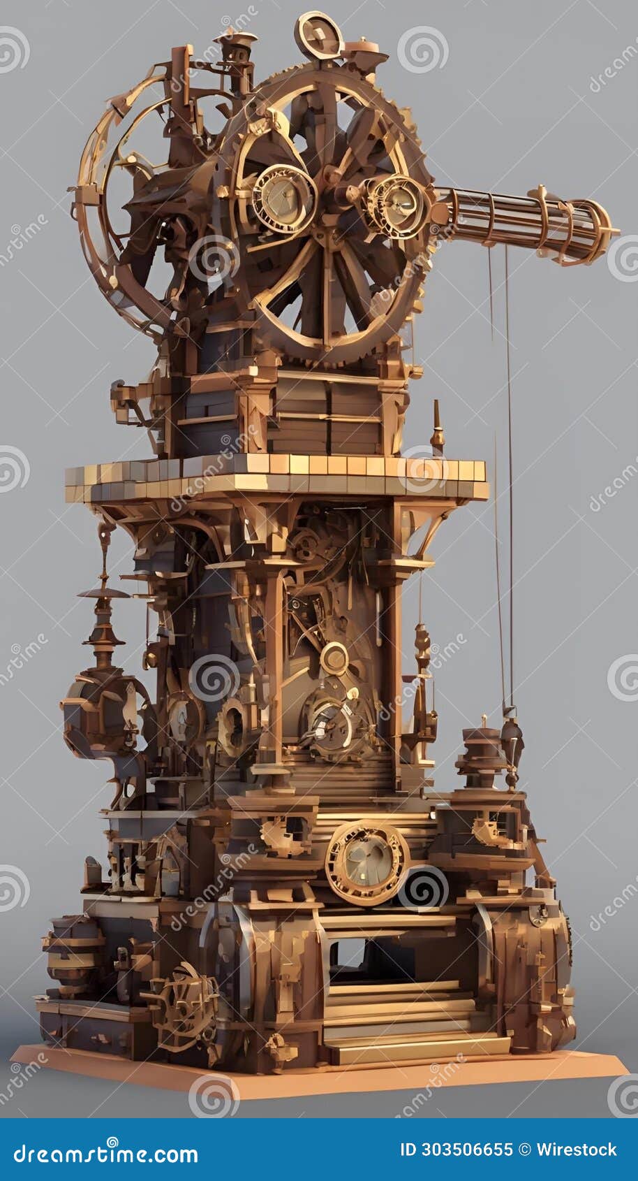 AI Generated Illustration of a Steampunk-styled Vertical Tower Stock ...