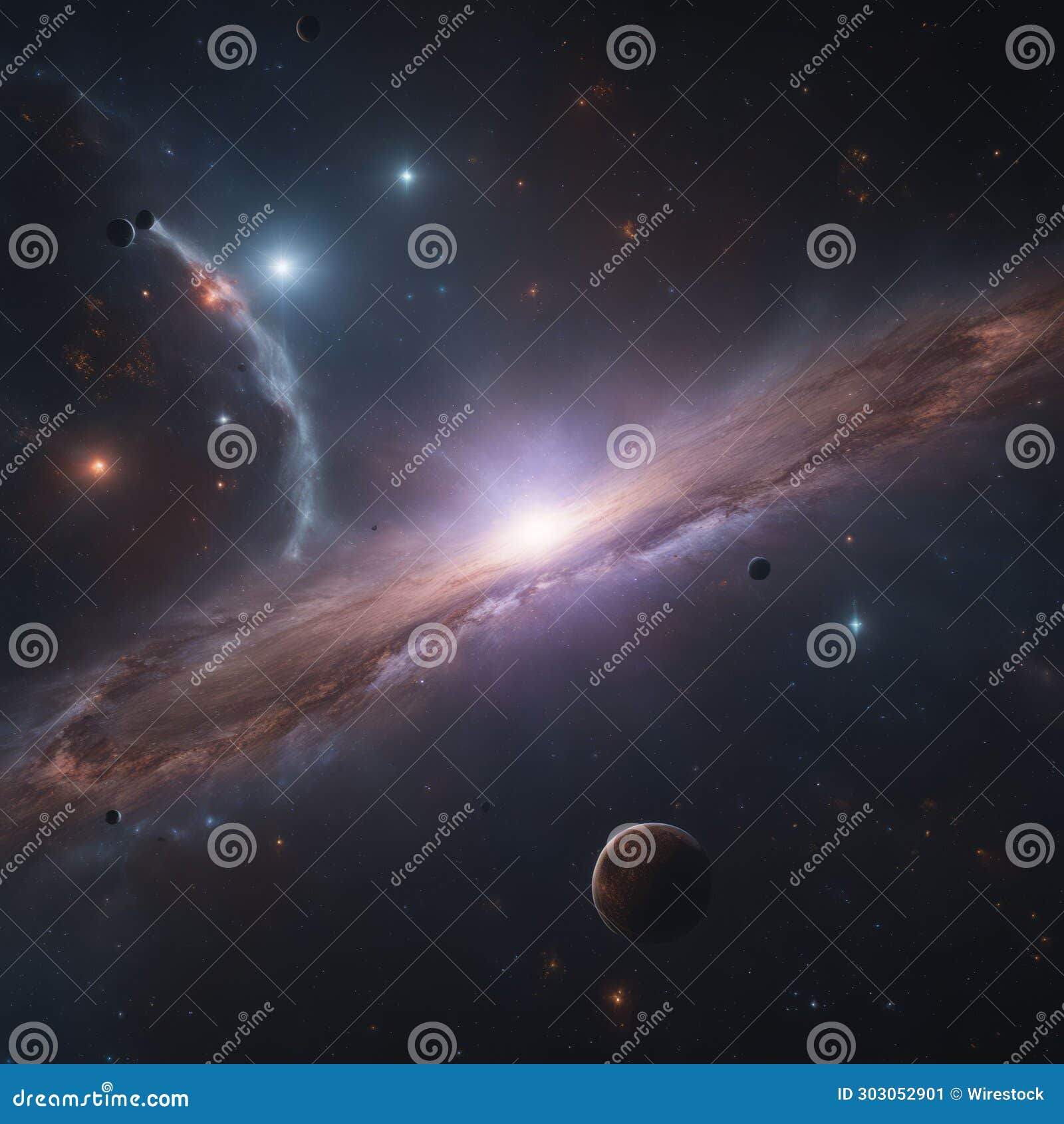 AI Generated Illustration of a Stellar Galaxy, Featuring a Sparkling ...
