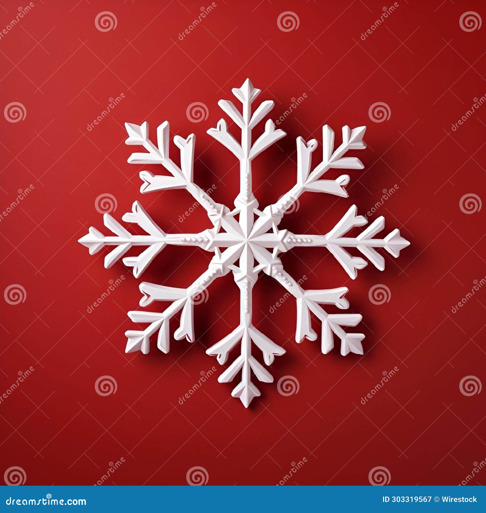 White Snowflake with Five Branches in it on a Red Background Stock ...