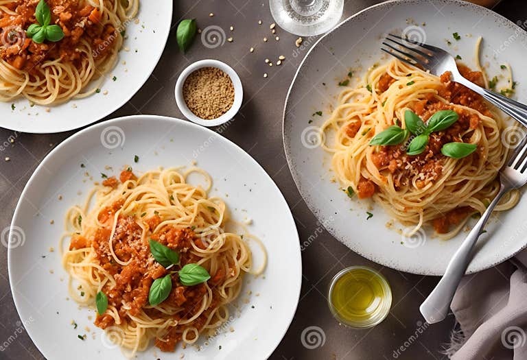 AI Generated Illustration of a Studio Lit Dish of Spaghetti with Some ...