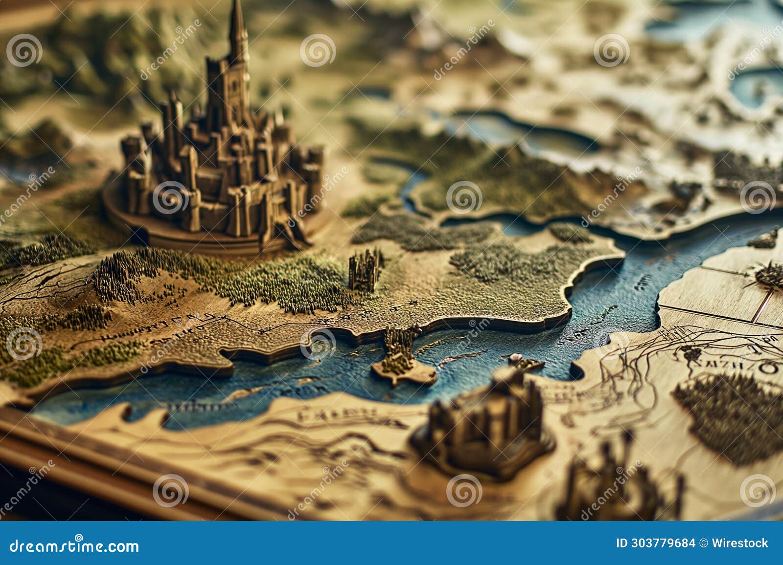 AI Generated Illustration of a Stunning 3D Map of a Fantasy Land Stock ...