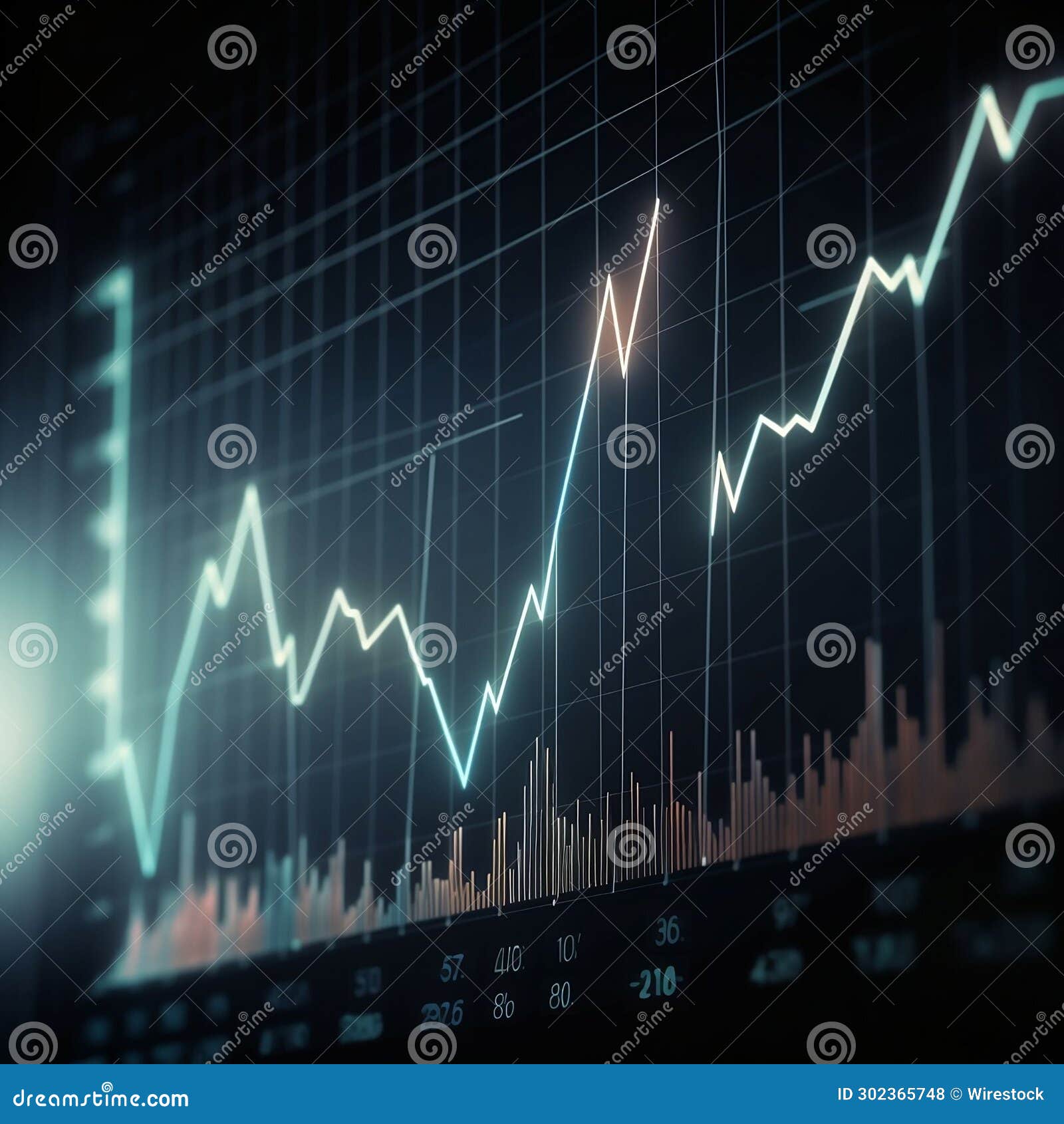 AI Generated Illustration of a Stylized Graph with Glowing Rise and ...