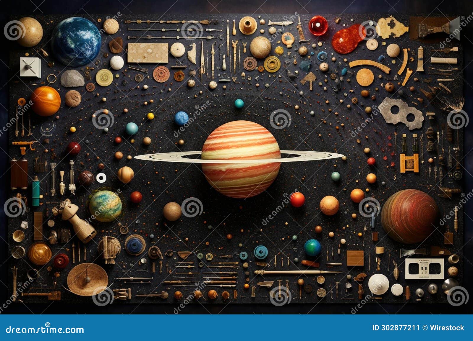 AI Generated Illustration of a Stylized Saturn Orbit Map Displayed on a ...