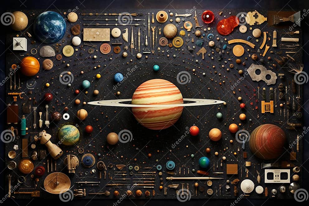 AI Generated Illustration of a Stylized Saturn Orbit Map Displayed on a ...