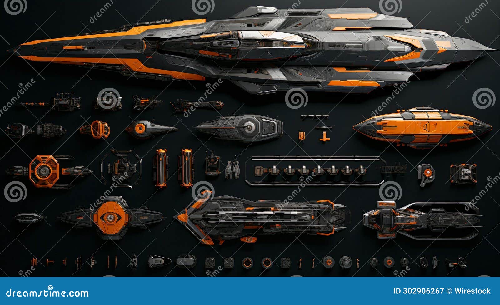 AI Generated Illustration of a Stylized Spaceship and Its Equipment in ...