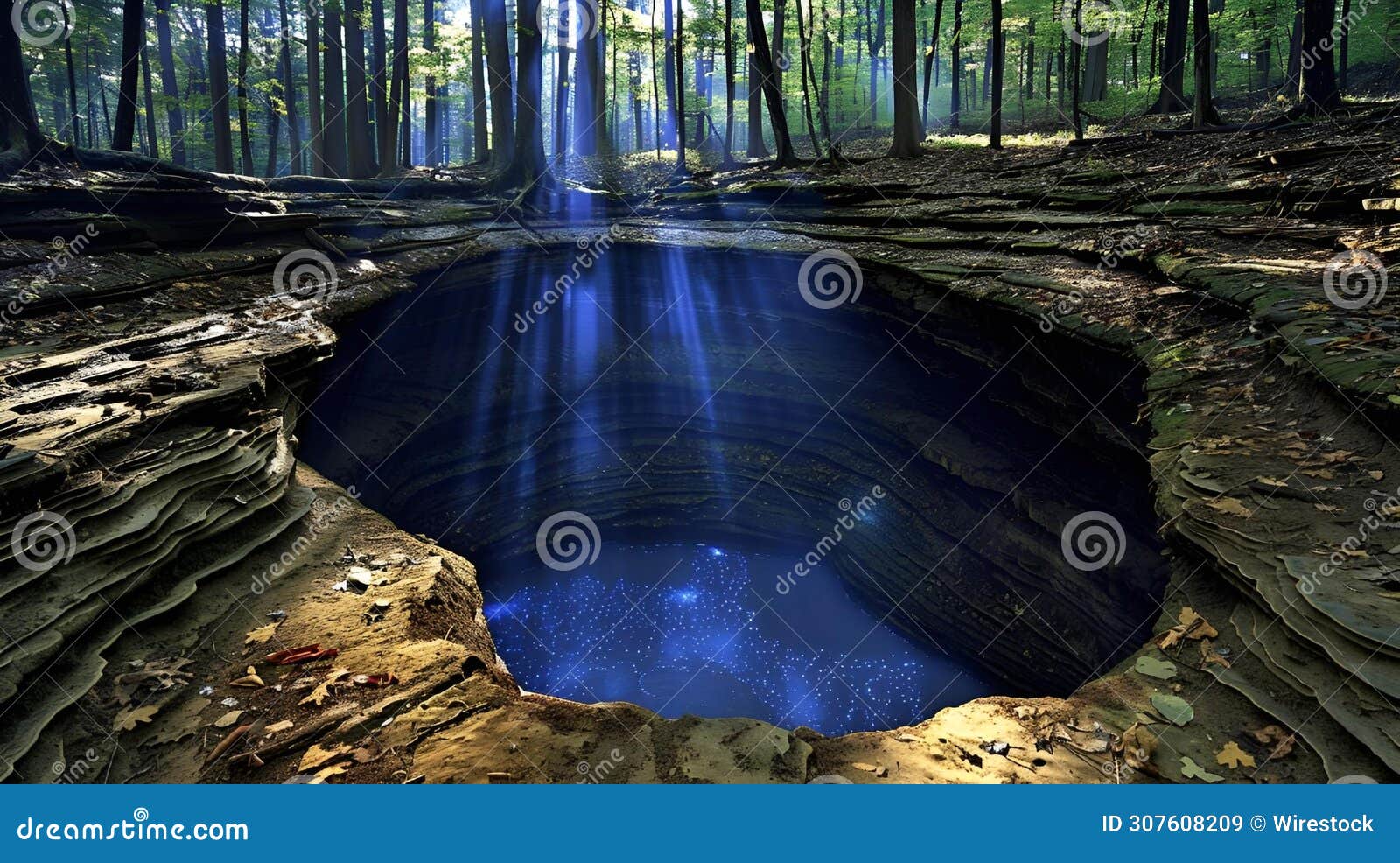 AI Generated Illustration of Sunlight Filtering through a Forest and ...