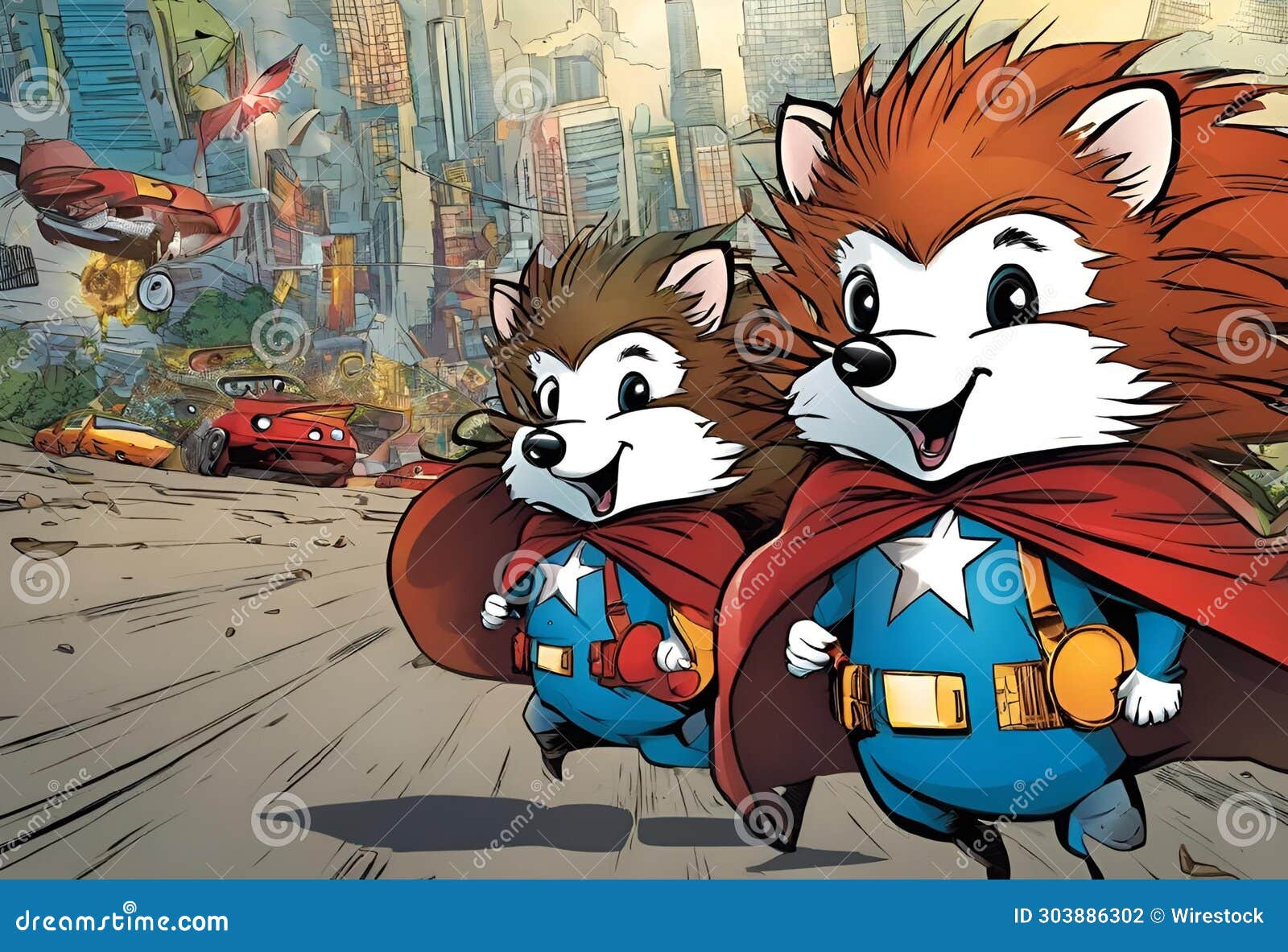 AI Generated Illustration of a Superhero Comic Book Hedgehogs in the ...