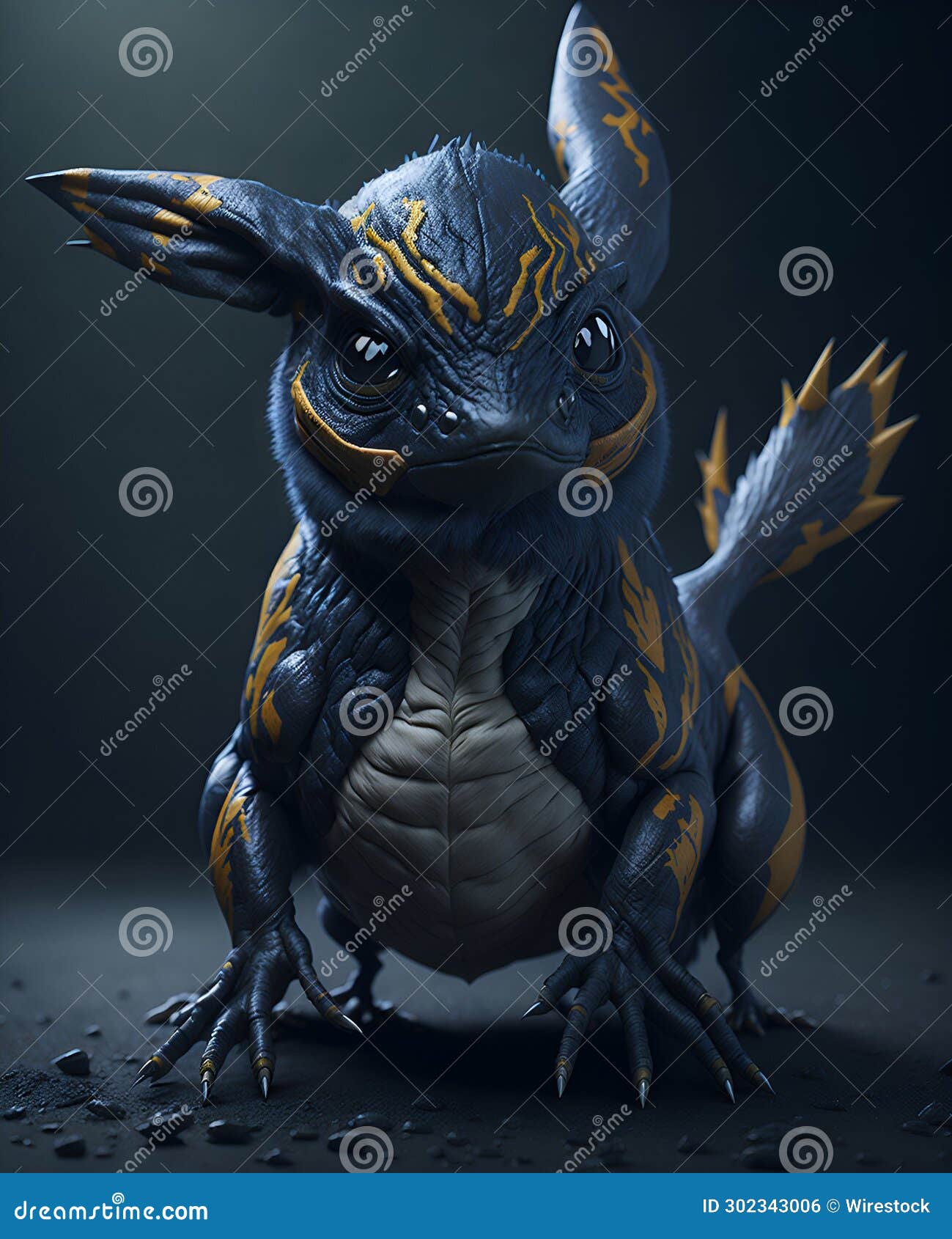 AI Generated Illustration of a Surreal Ethereal Creature in Blue and ...