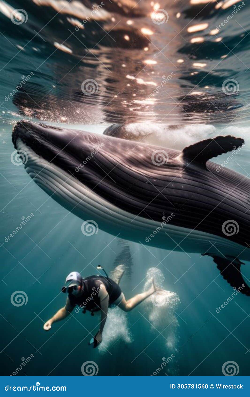 AI Generated Illustration of a Swimmer Floating Gracefully Beneath the ...