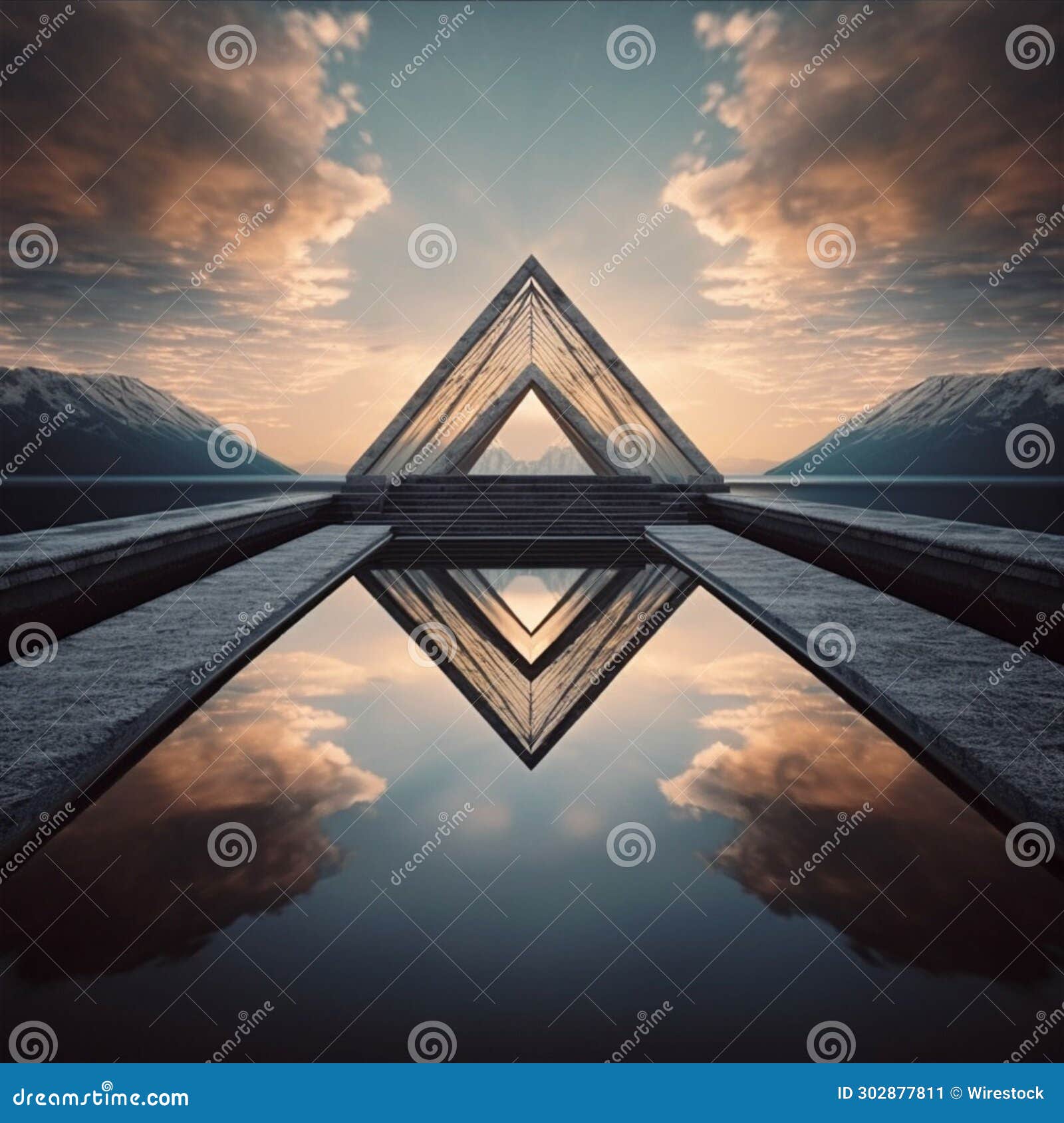 AI Generated Illustration of a Symmetric Triangular Structure ... AI Generated Illustration of a Symmetric Triangular Structure ...