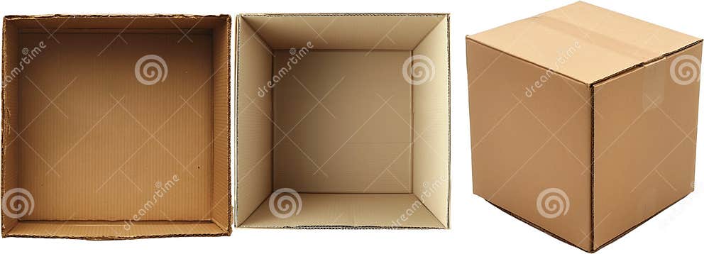 Three Empty Cardboard Boxes Stacked on One Another in the Same Row ...