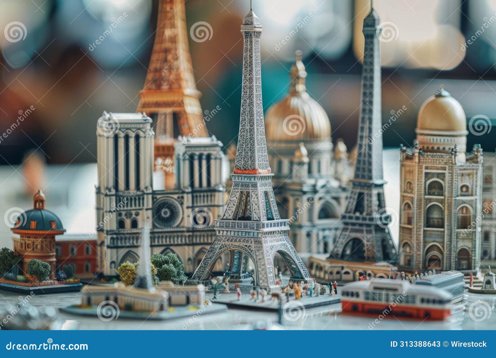 AI-generated Illustration of Tiny Replicas of Famous Landmarks from Around the World Stock Image ...