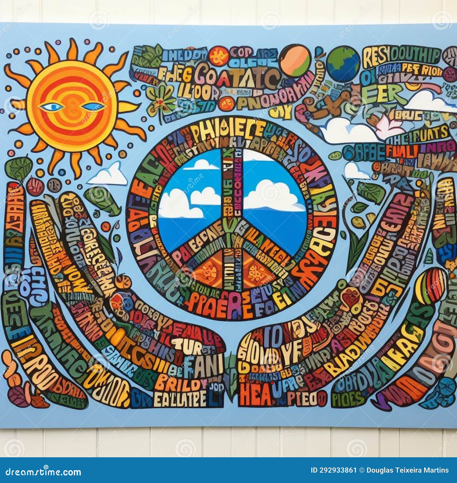 Illustration To Represent Peace Using Elements of Nature Such As ...