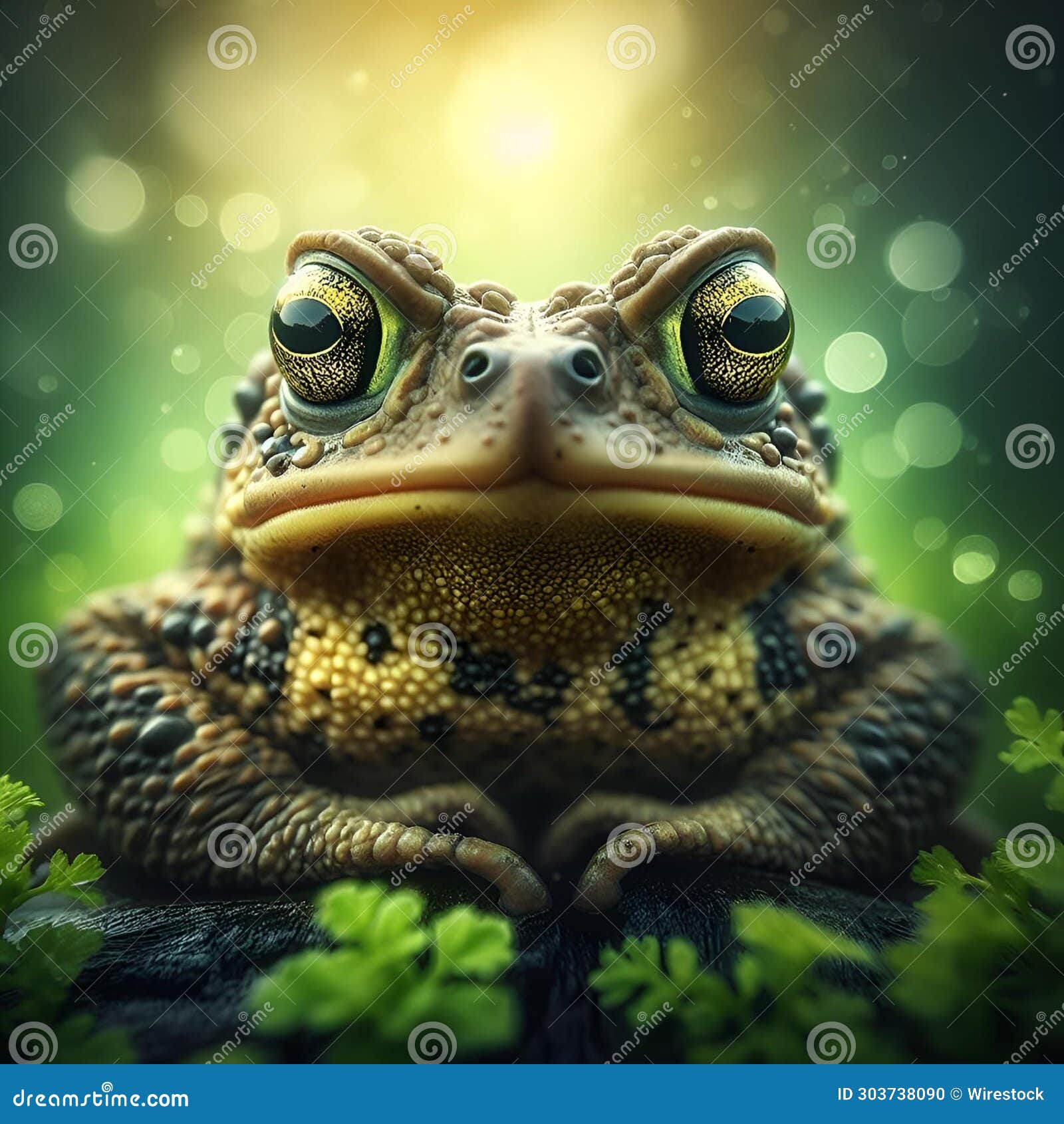 AI-generated Illustration of a Toad Against a Bright Green Backdrop ...