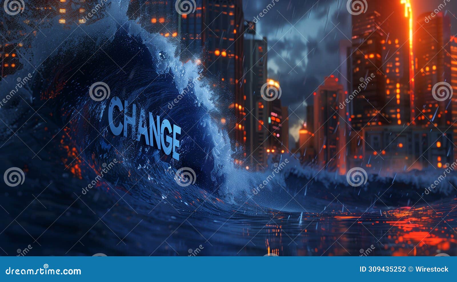 AI Generated Illustration of a Towering Tidal Wave Approaching a ...