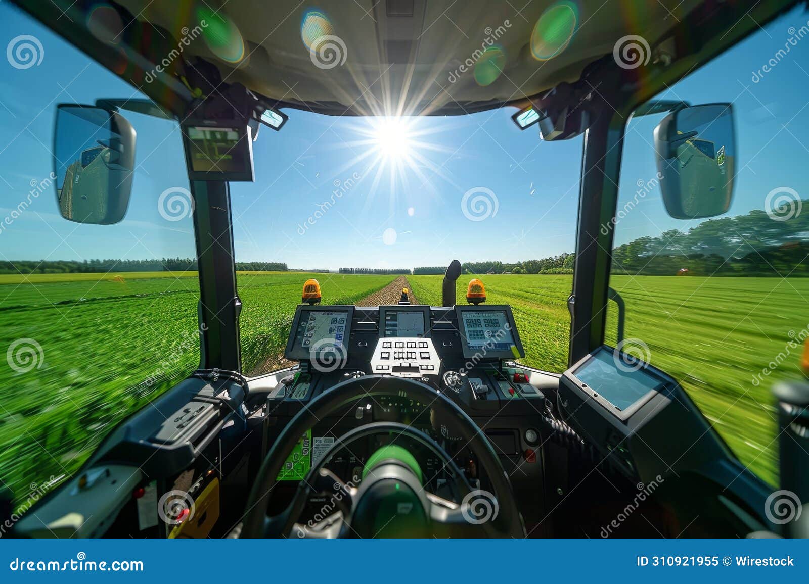 AI Generated Illustration of Tractor Driving through Crop Field ...